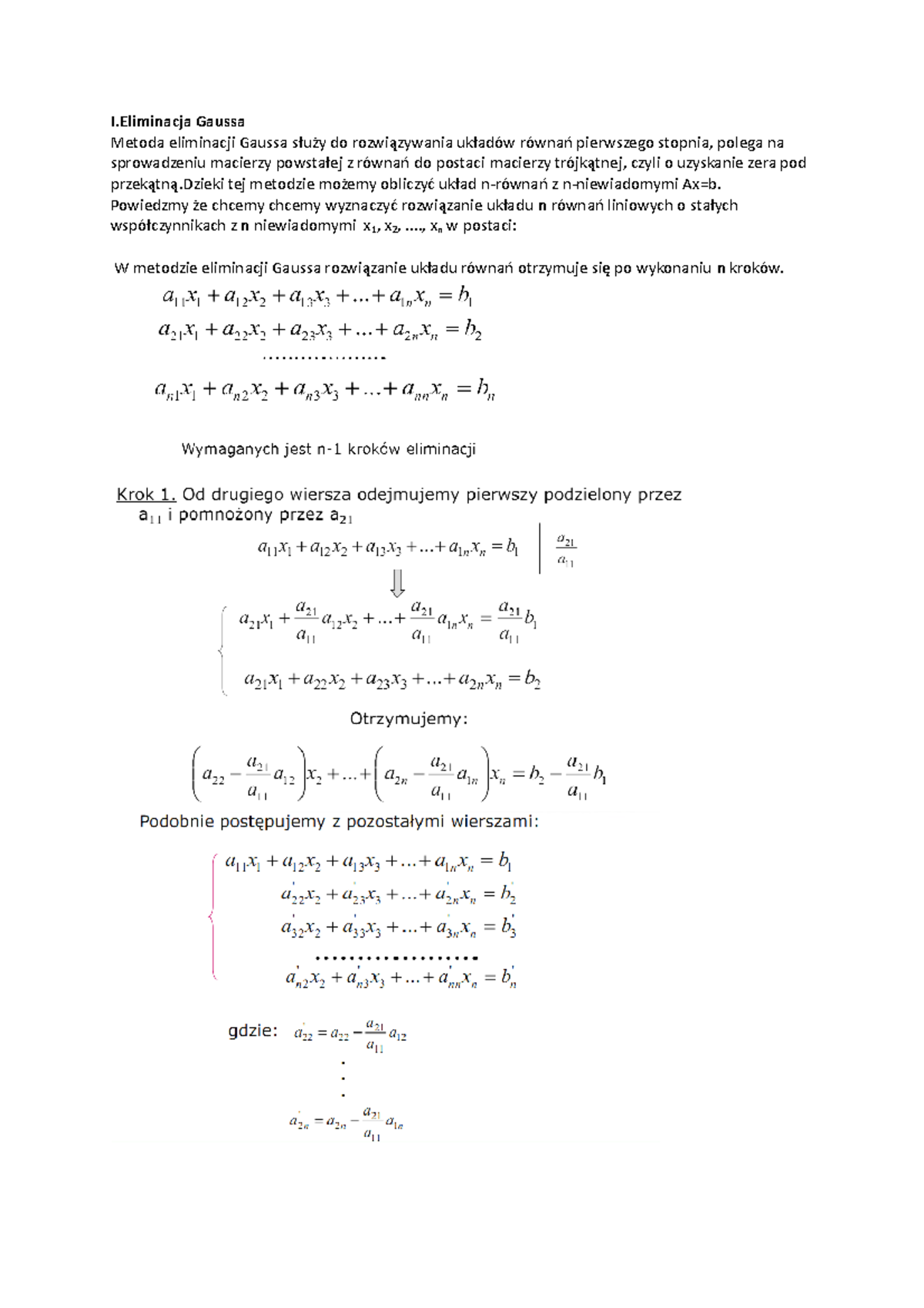 Opracowanie - Streszczenie Mechanika budowli - I Gaussa Metoda ...