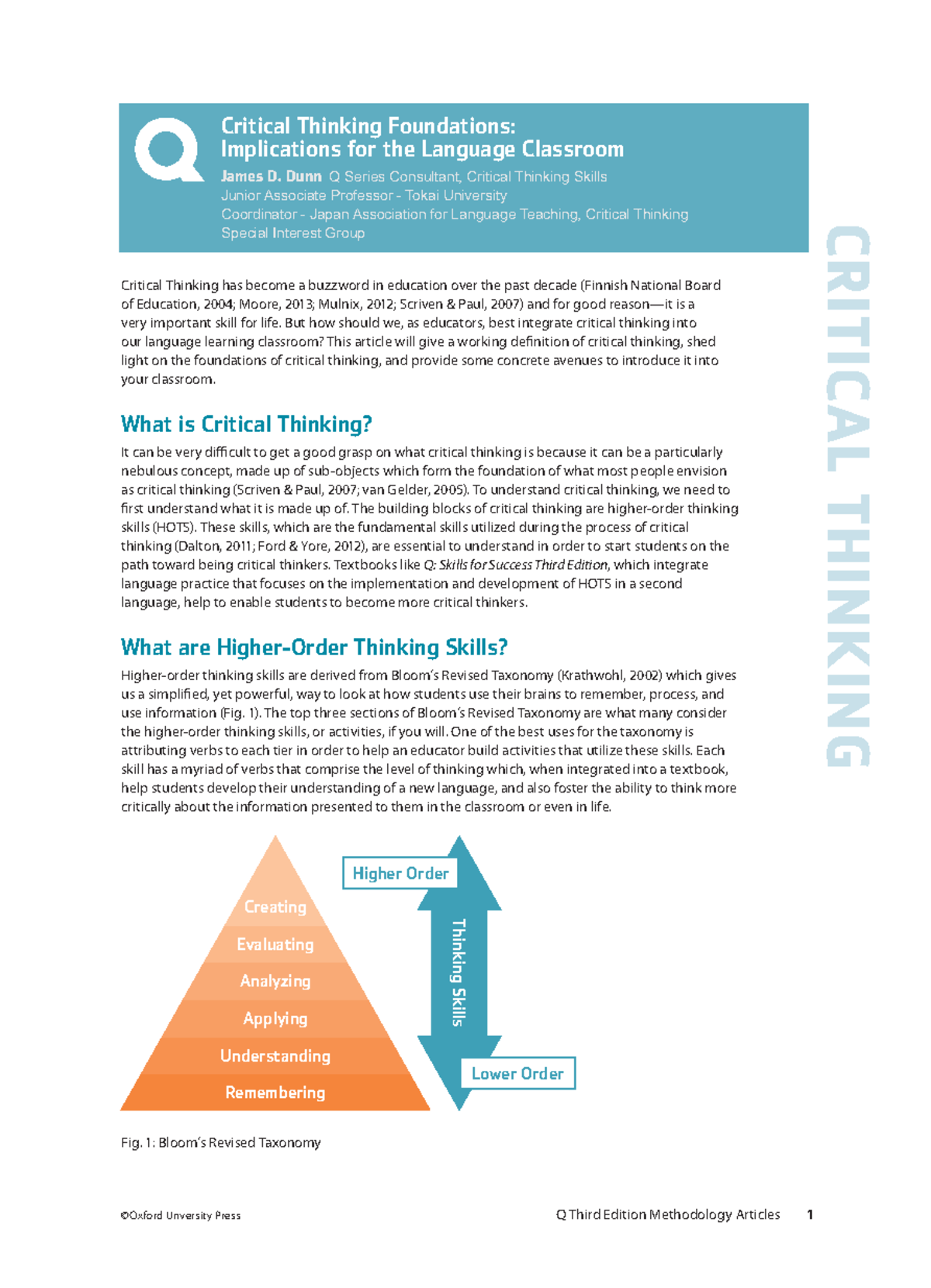 Critical-thinking for teachers - CRITICAL THINKING Critical Thinking ...