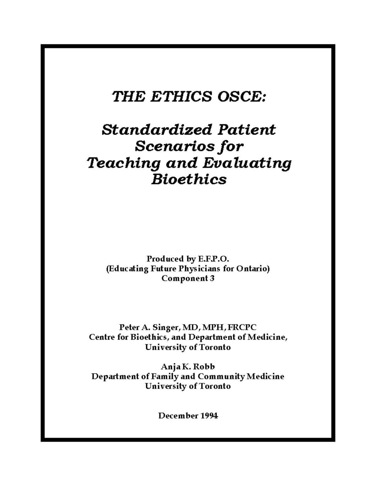 Pdfcoffee - ffdfs - THE ETHICS OSCE: Standardized Patient Scenarios for ...