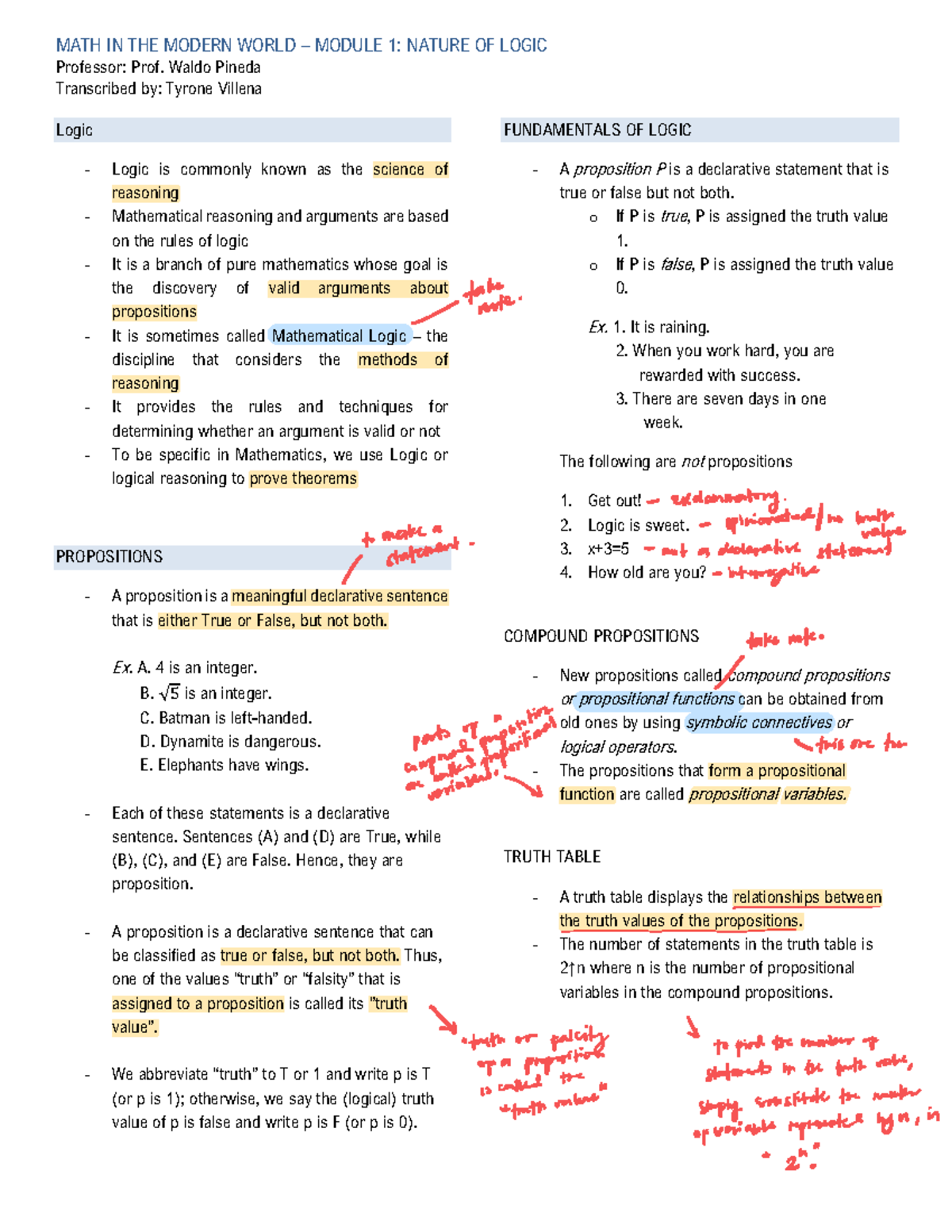 Math in Modern World Lecture Summary - Professor: Prof. Waldo Pineda ...