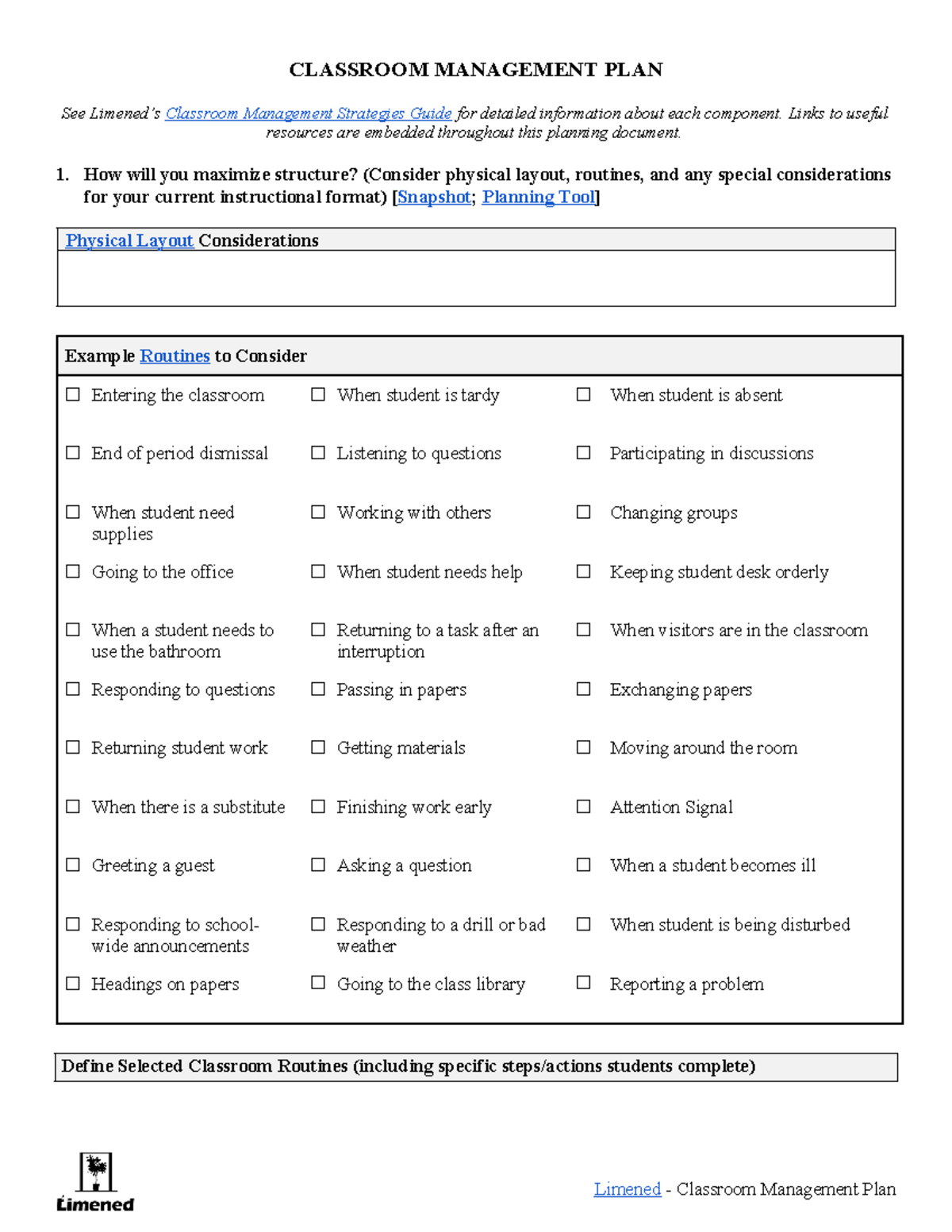 Classroom Management Plan Template - CLASSROOM MANAGEMENT PLAN See ...