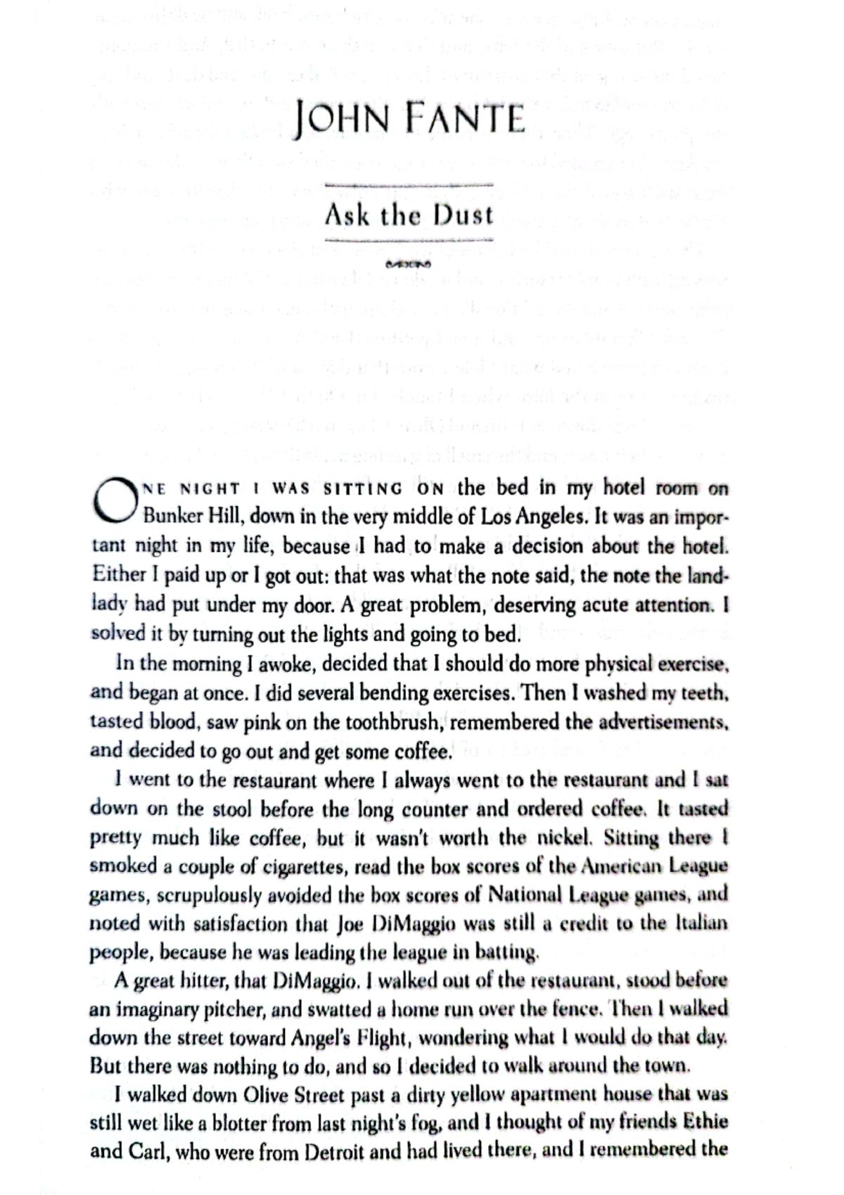 Fante - Abcdefghijklmonpqrstuvwxzy - JOHN FANTE Ask the Dust MAN O NE ...