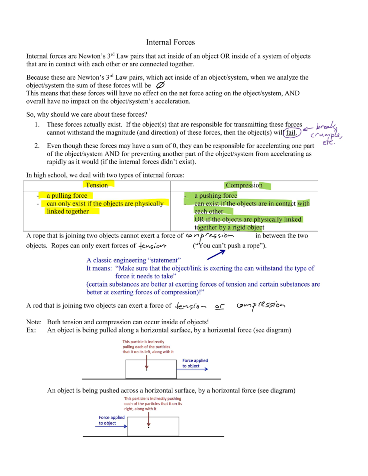 Internal Forces LEcture NOtes - PHYS 153L - Studocu