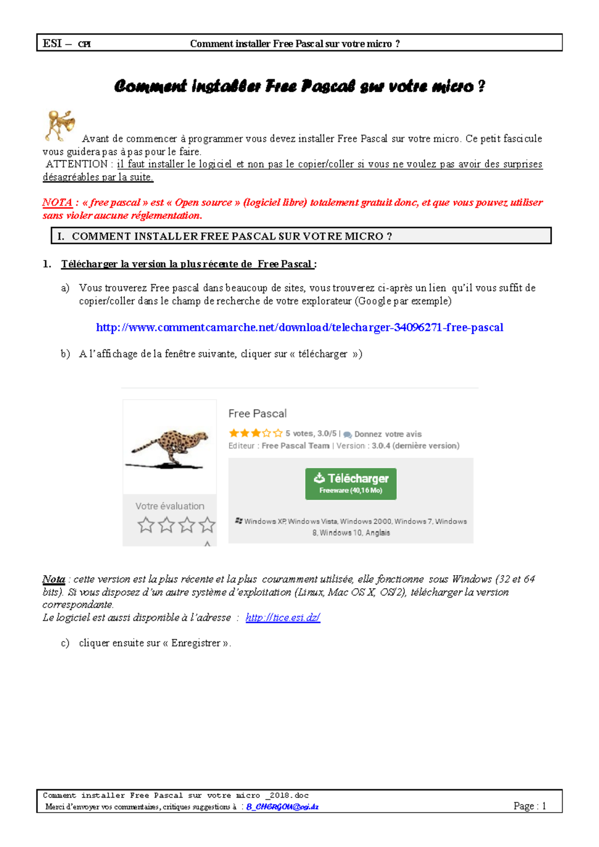 Comment installer Free Pascal sur votre micro 2018 - Ce petit fascicule ...