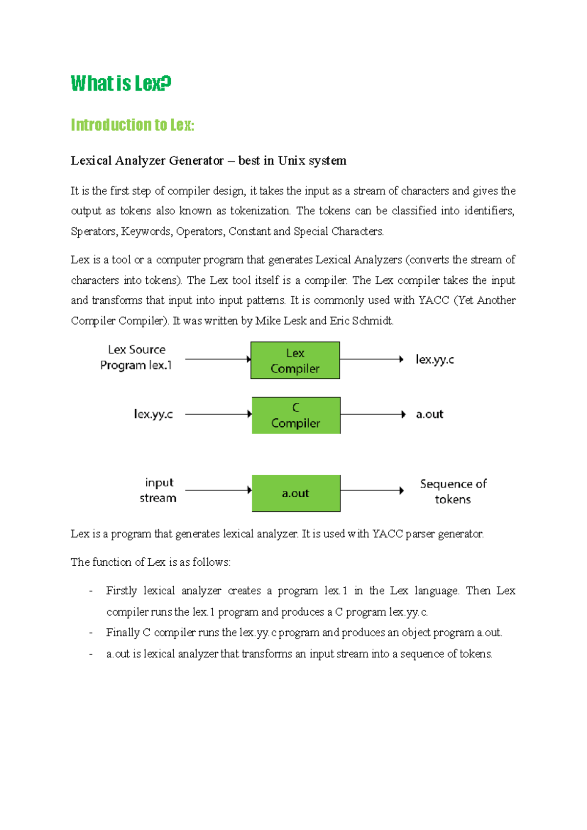 Lex Introduction - What is Lex? Introduction to Lex: Lexical Analyzer ...