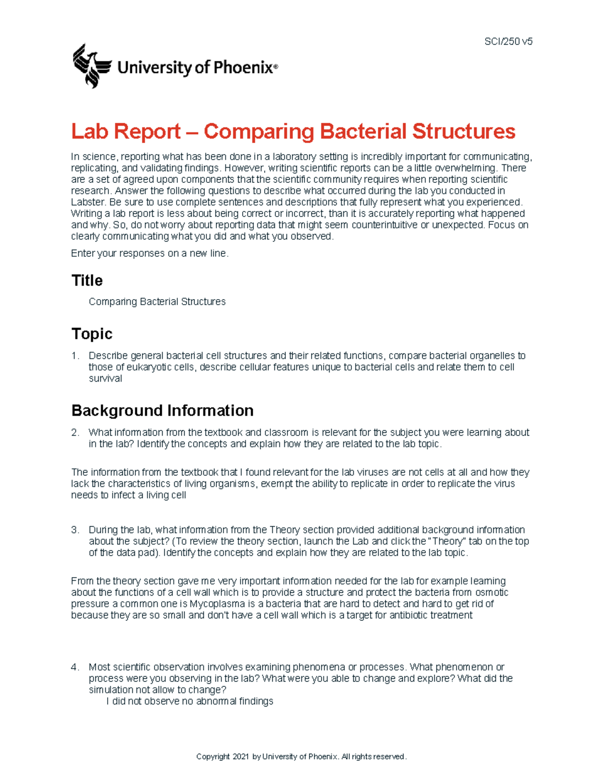 Comparing Bacterial Structures - However, writing scientific reports ...