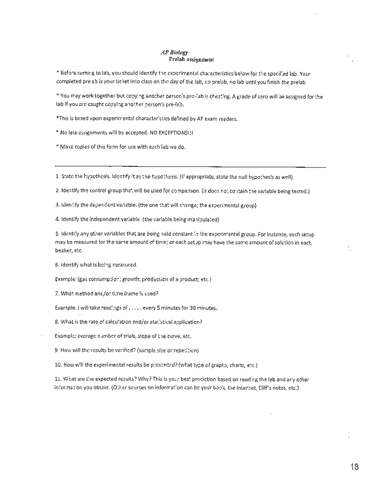 AP Biology Pre Lab - asdf - BP 723 - Studocu