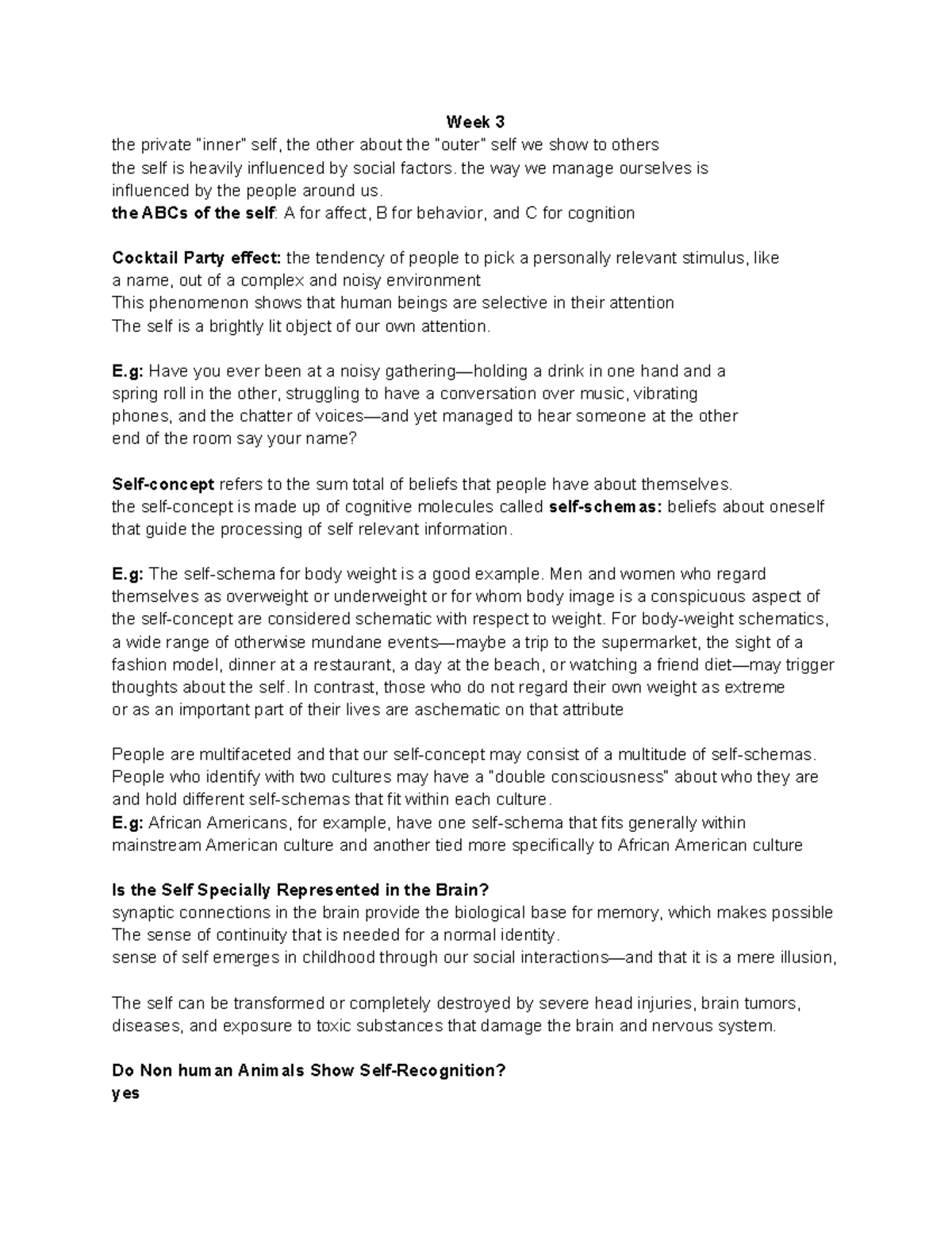 Week 3 - Summary Social Psychology - Week 3 the private “inner” self ...