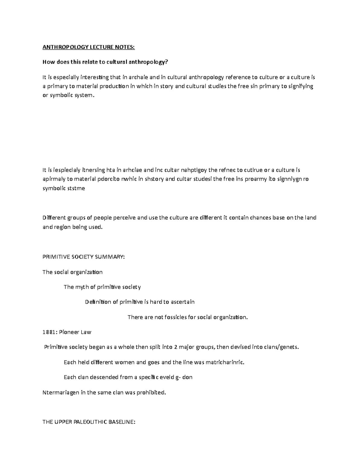 Culture Notes - ANTHROPOLOGY LECTURE NOTES: How does this relate to ...