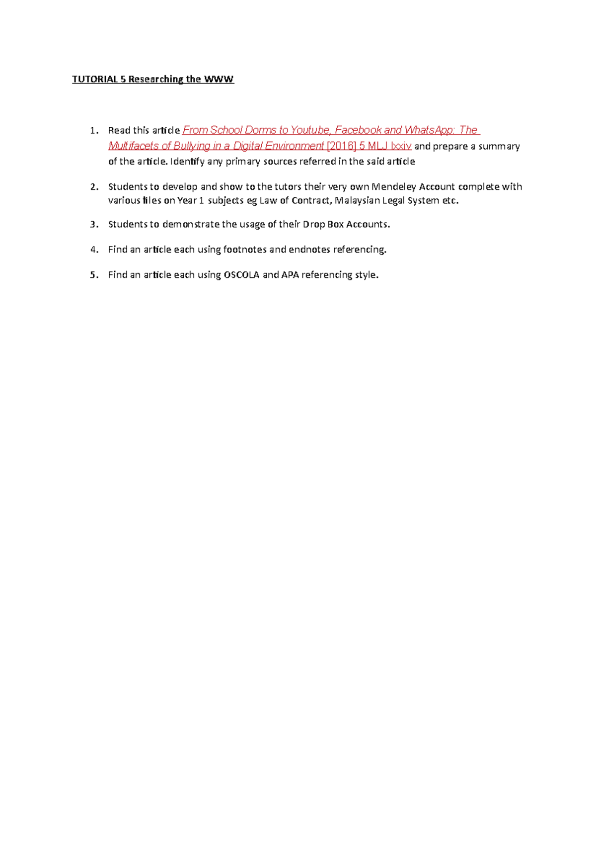 T5 Week 6 Tutorial Question - TUTORIAL 5 Researching the WWW Read this ...