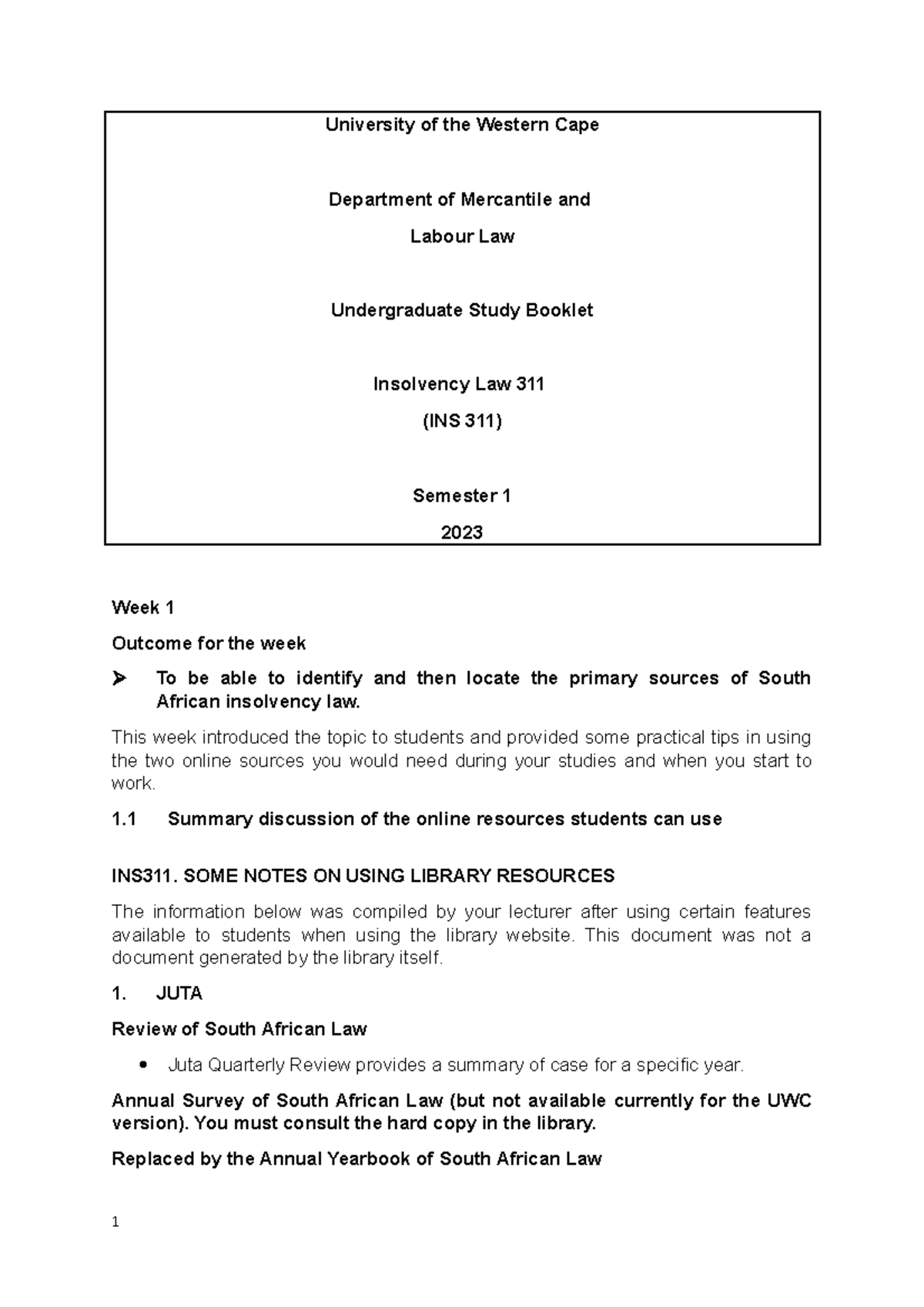 INS311 - summarised law in insolvency notes, voluntary surrender ...