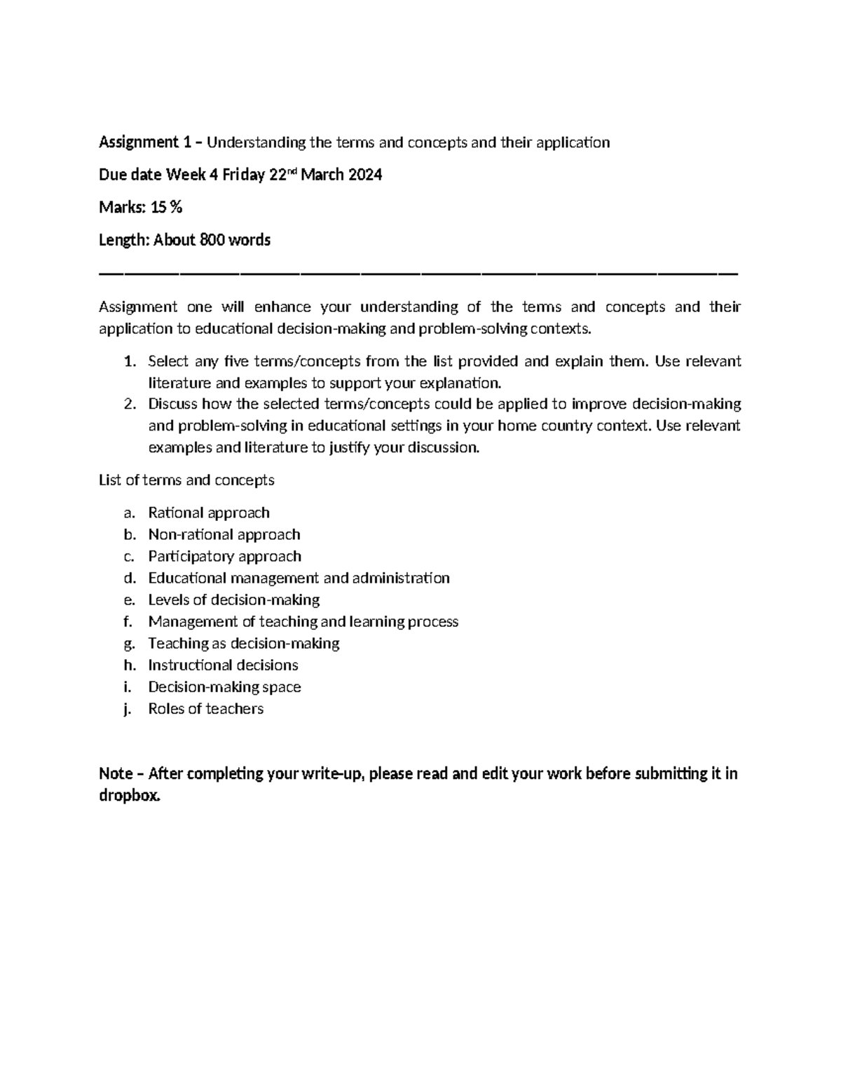 ED191 Assignments - ASSIGNMENT GUIDE - Assignment 1 – Understanding the ...