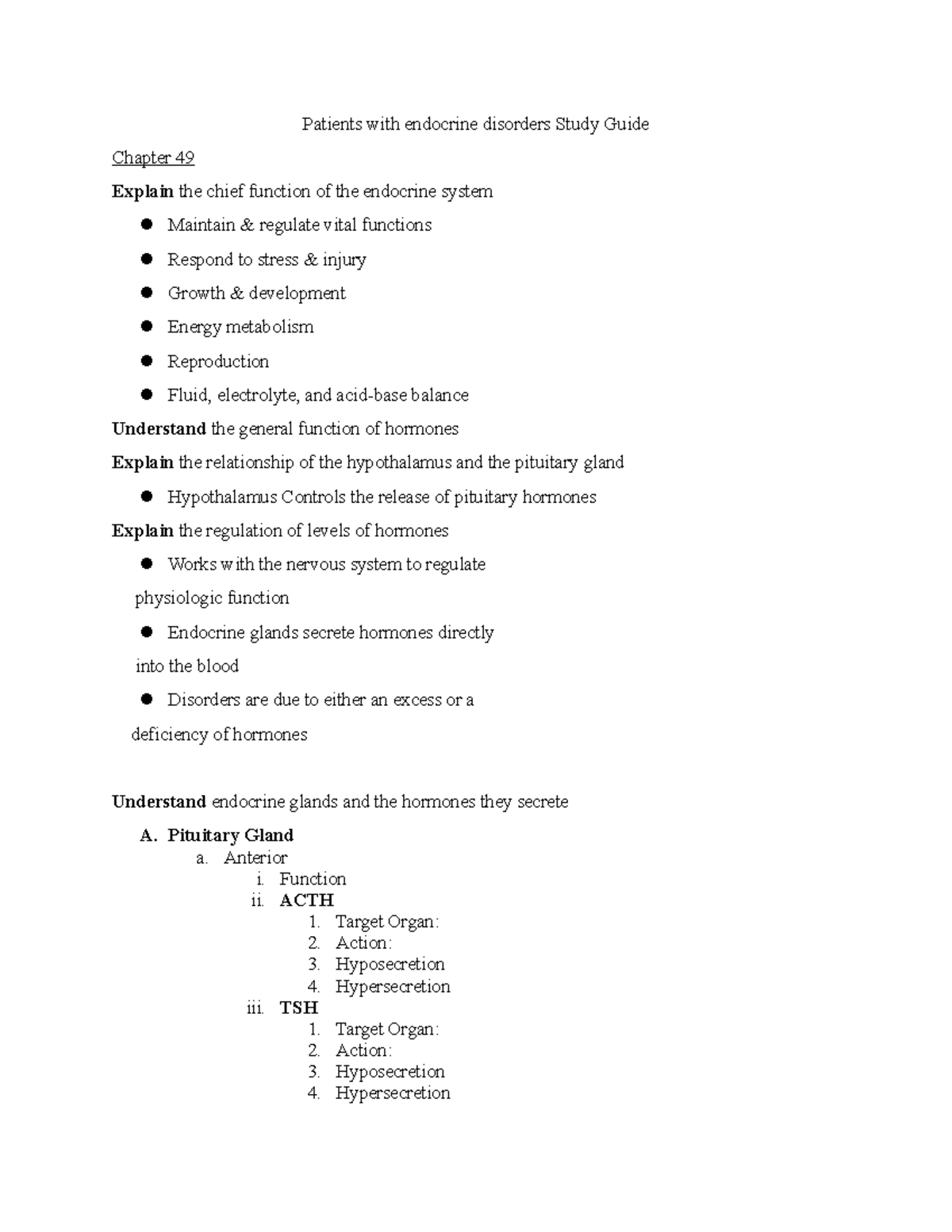 Endocrine study guide - Patients with endocrine disorders Study Guide ...