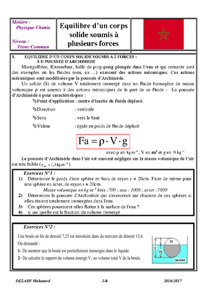 Mecanique - Résumé sur la mécanique newtonienne - Chapitre 1 Mécanique 1 Forces 1.1 Rappel Pour ...