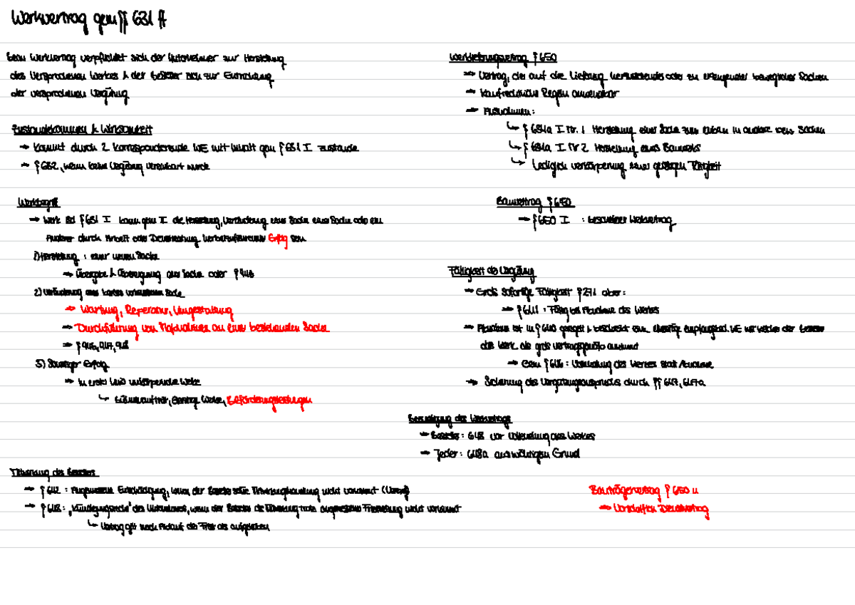 Werkvertrag - Übersicht - Werkvertrag gems, 631A Beim ...