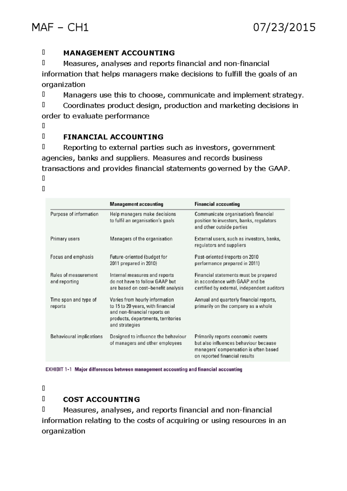 MAF – Chapter 1 - MAF CH1 MANAGEMENT ACCOUNTING Measures, analyses and ...