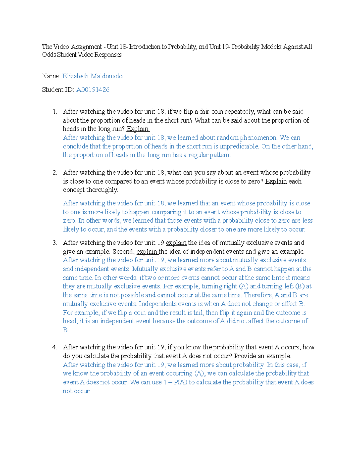 MATH-Stats Introduction to Probability - The Video Assignment - Unit 18 ...