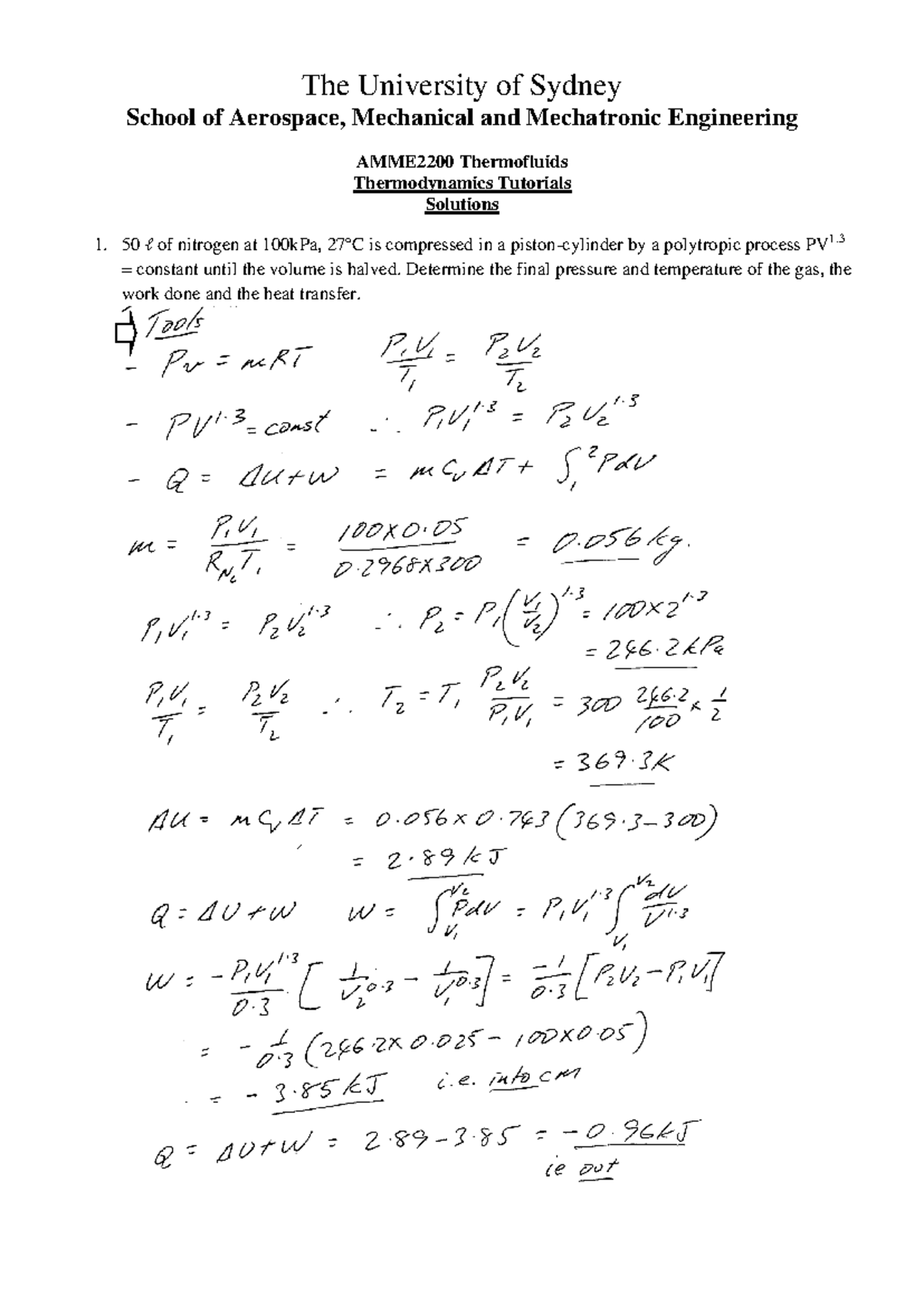 Thermo Tutorials-Solutions - The University of Sydney School of ...