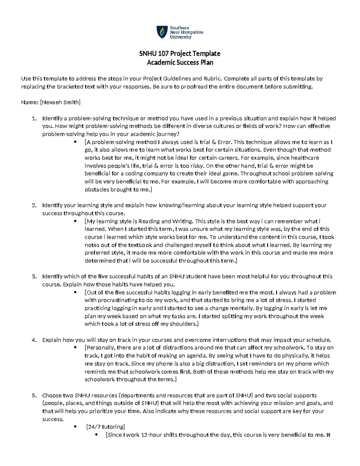 SNHU 107 final project - SNHU 107 Project Template Academic Success ...