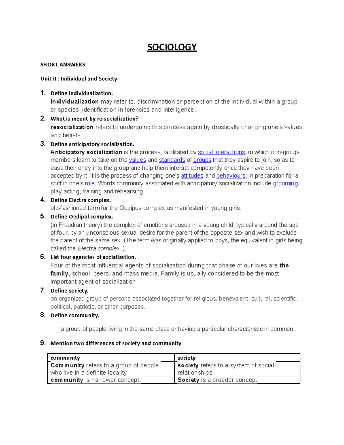 Sociology Short Question AND Answer FOR Shivshankar - SOCIOLOGY SHORT ...