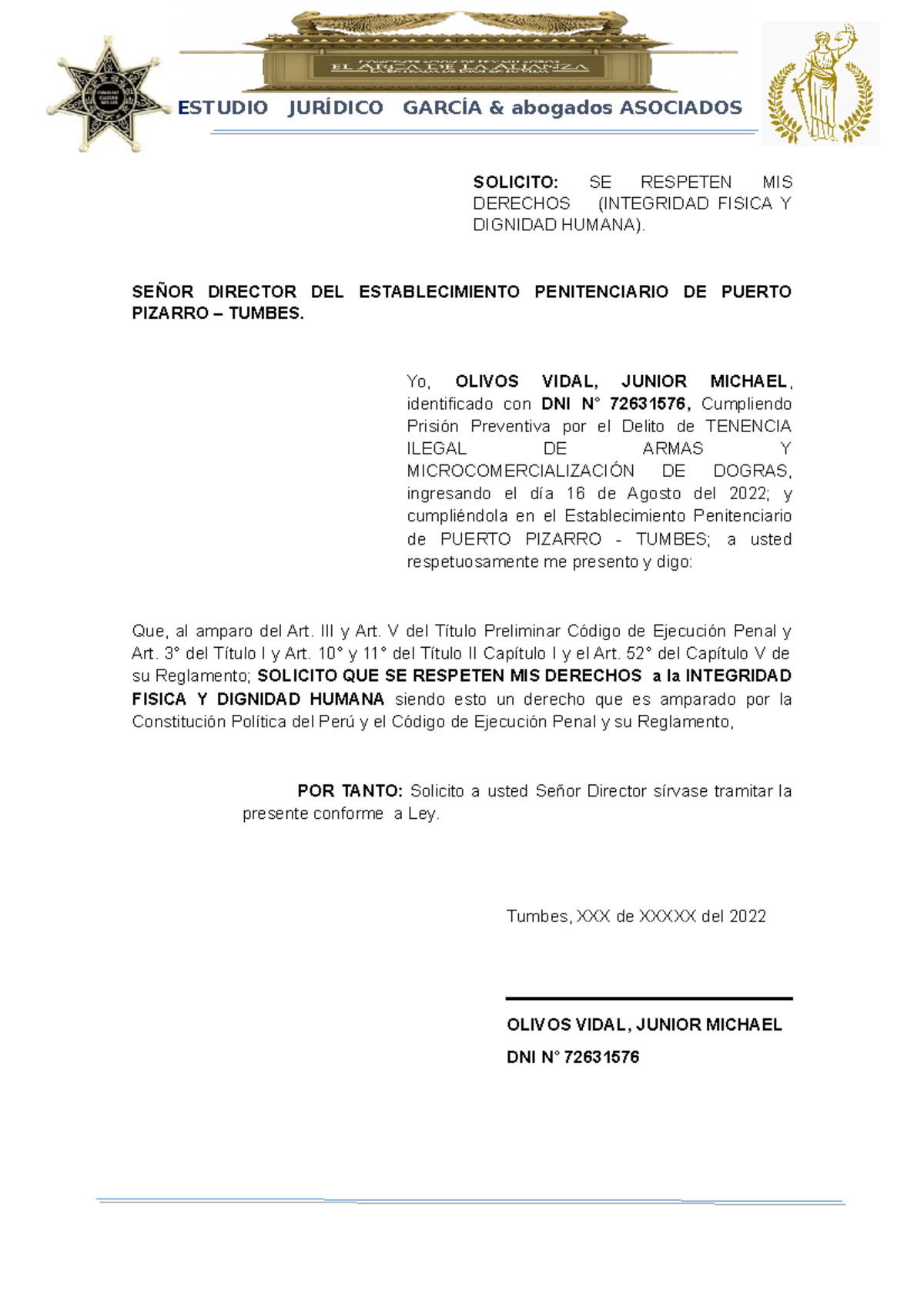Solicito SE Respeten MIS Derechos - ESTUDIO JURÍDICO GARCÍA & abogados ...