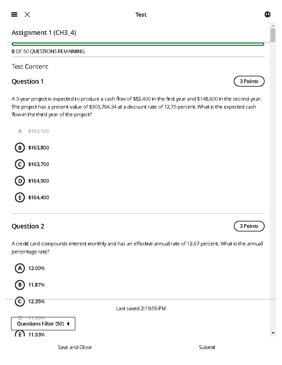 Assignment 1 - asdf - Test Assignment 1 (CH3_4) 0 OF 50 QUESTIONS ...