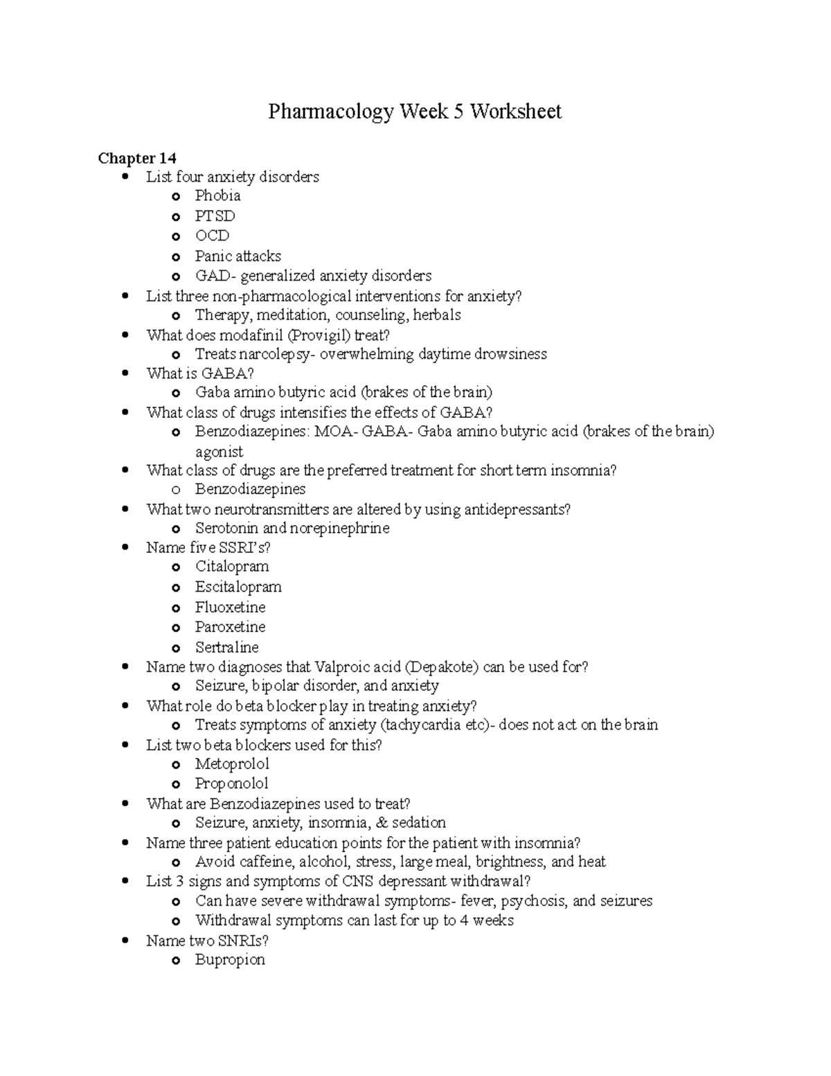 334 Wk 5 Worksheet- Psych - Pharmacology Week 5 Worksheet Chapter 14 ...