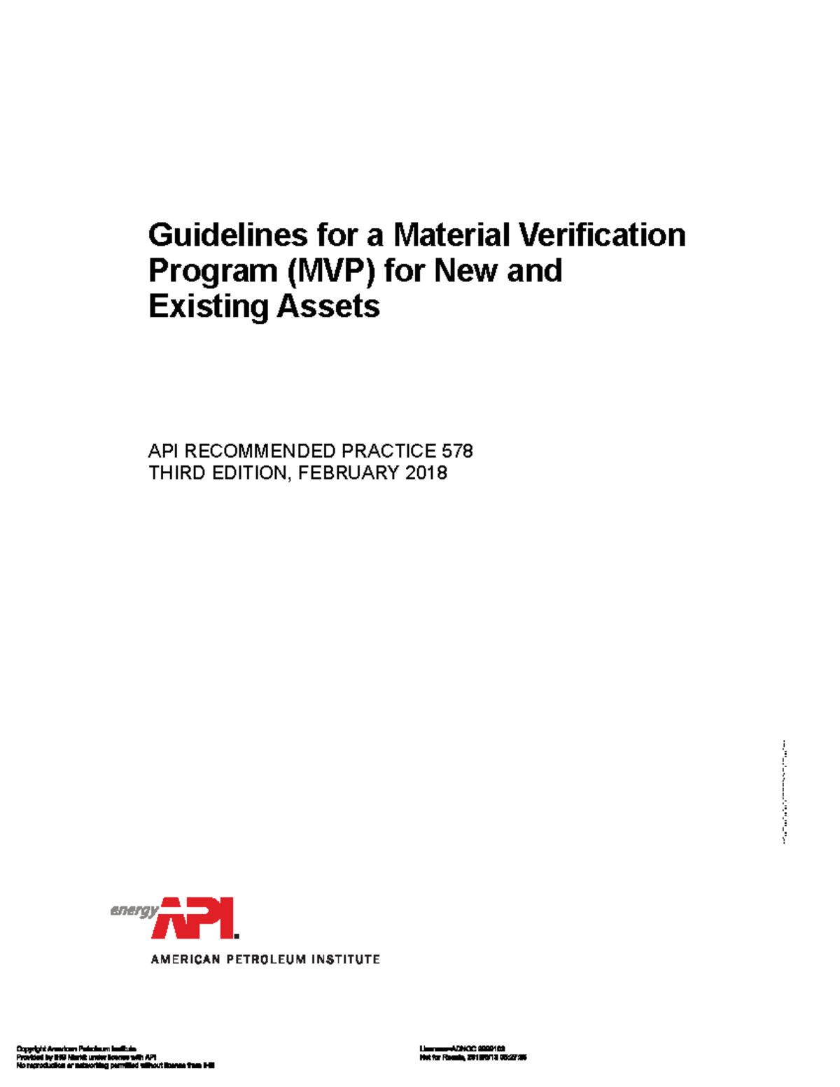 Api 578 2018 Material Verification Program Guidelines For A Material Verification Program