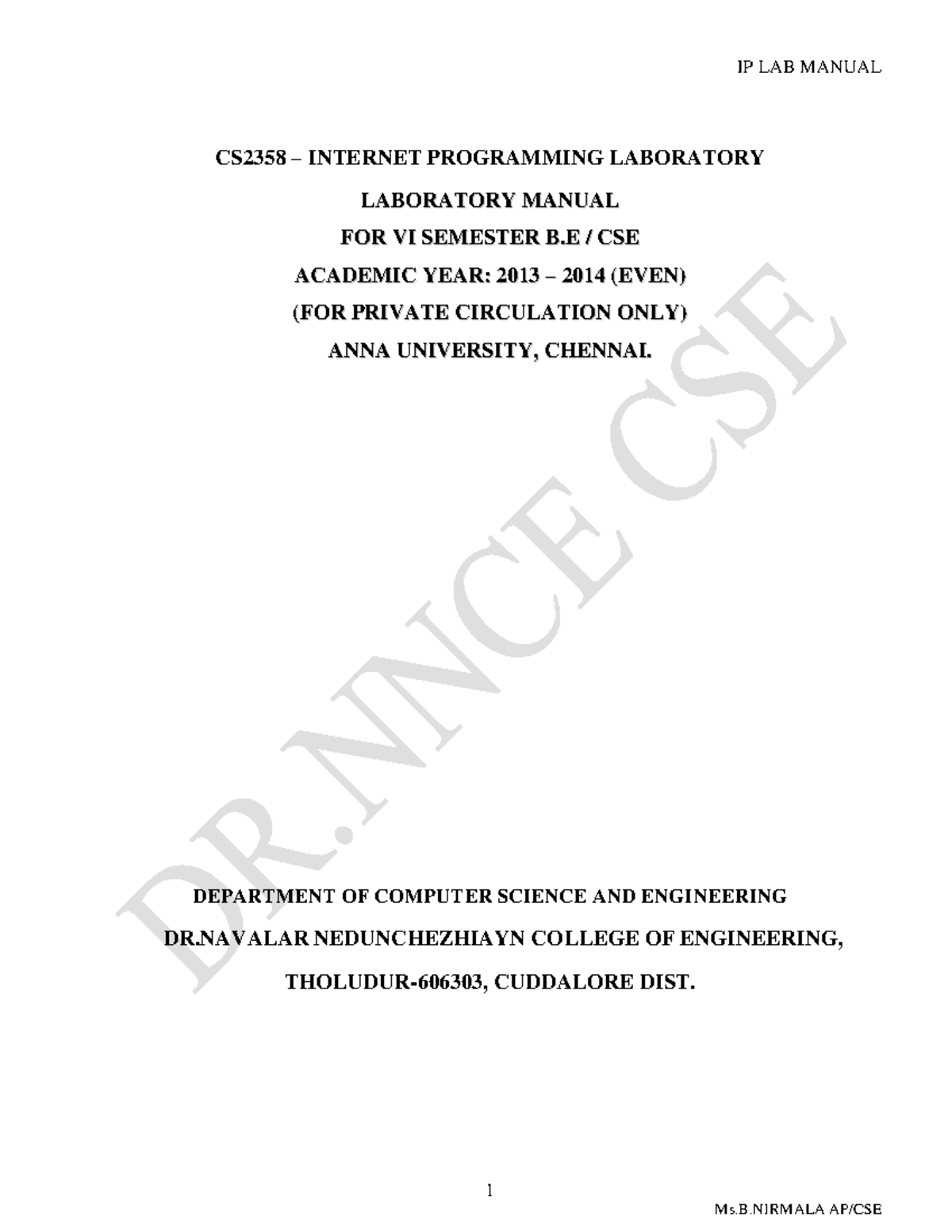 CS2358 Internet Programming Laboratory P - 1 CS2358 – INTERNET PROGRAMMING LABORATORY - Studocu