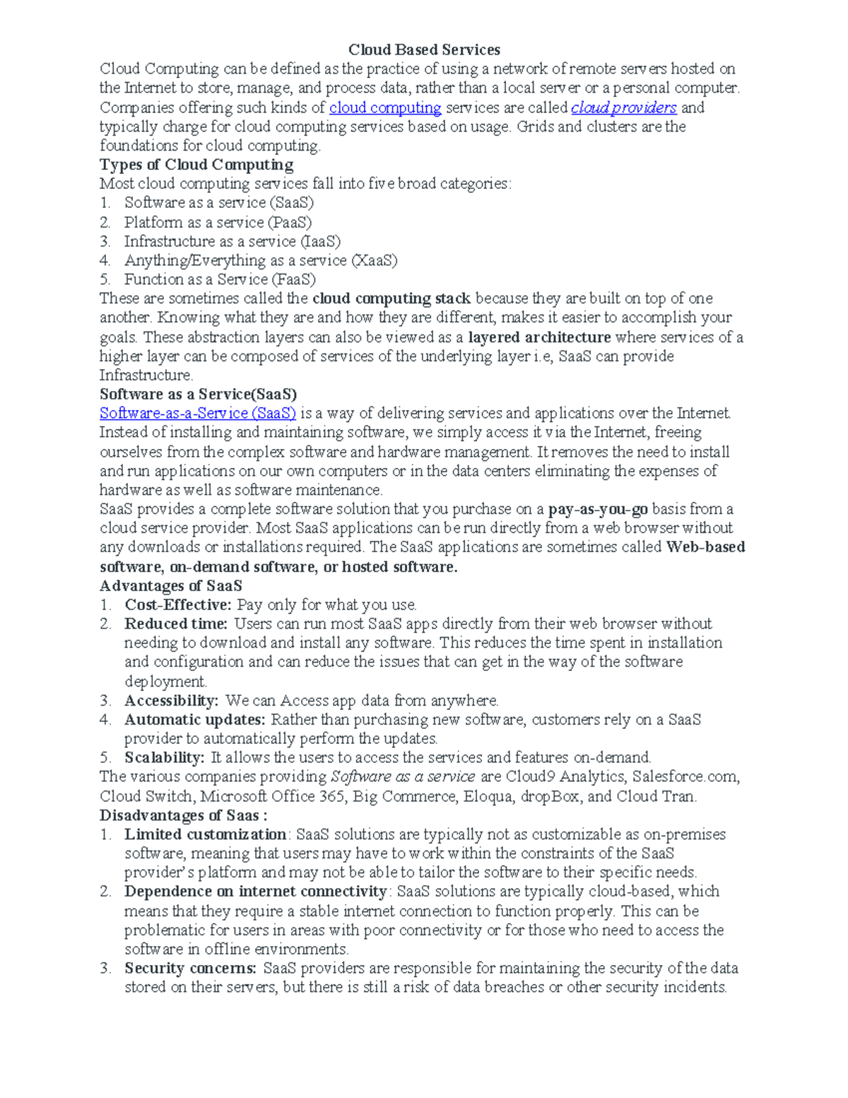 Unit-2 CC - keep enjoy - Cloud Based Services Cloud Computing can be defined as the practice of ...