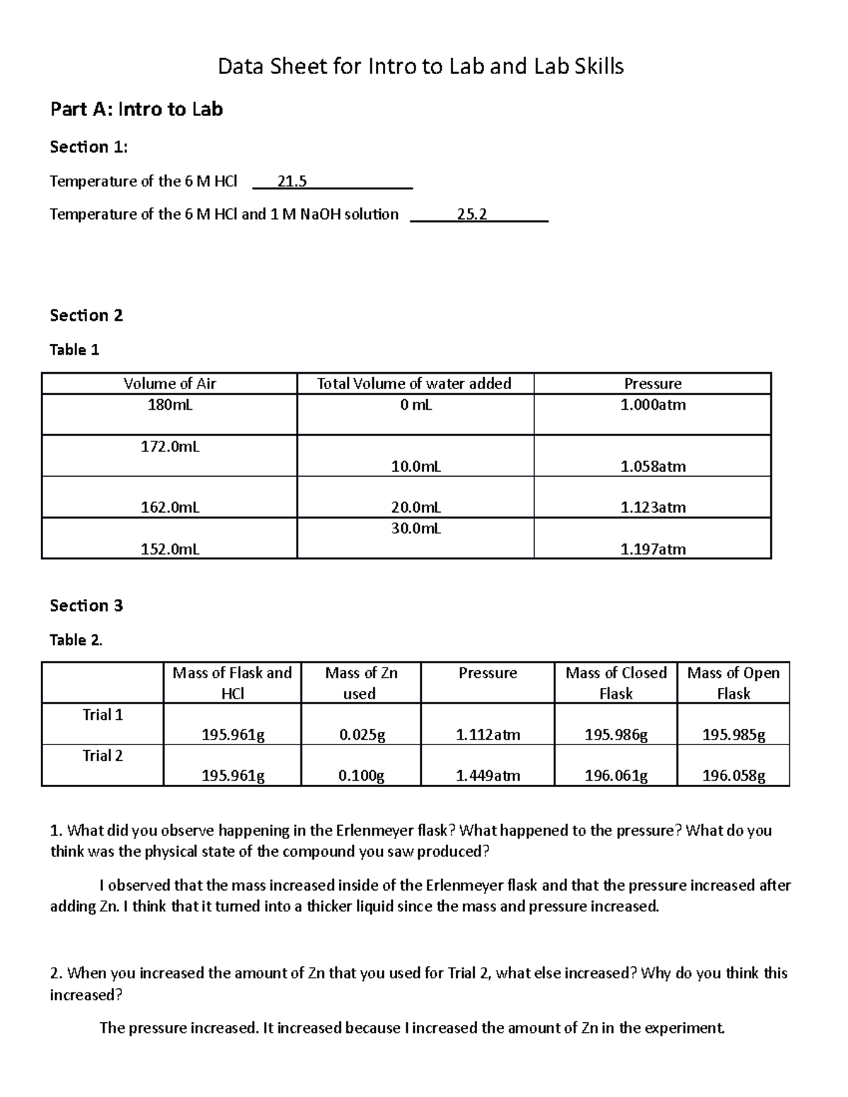 Data Sheet for Intro to Lab and Lab Skills SUM 21 - Data Sheet for ...