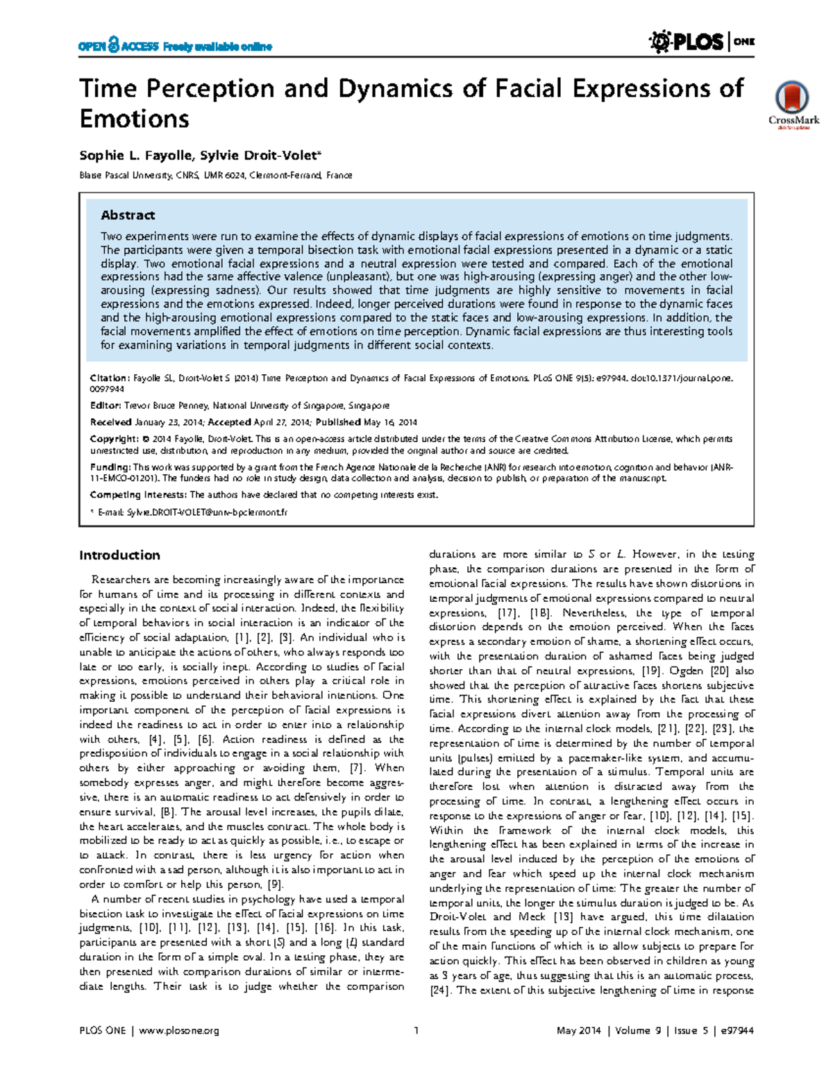 Tredje artikeln - text - Time Perception and Dynamics of Facial ...