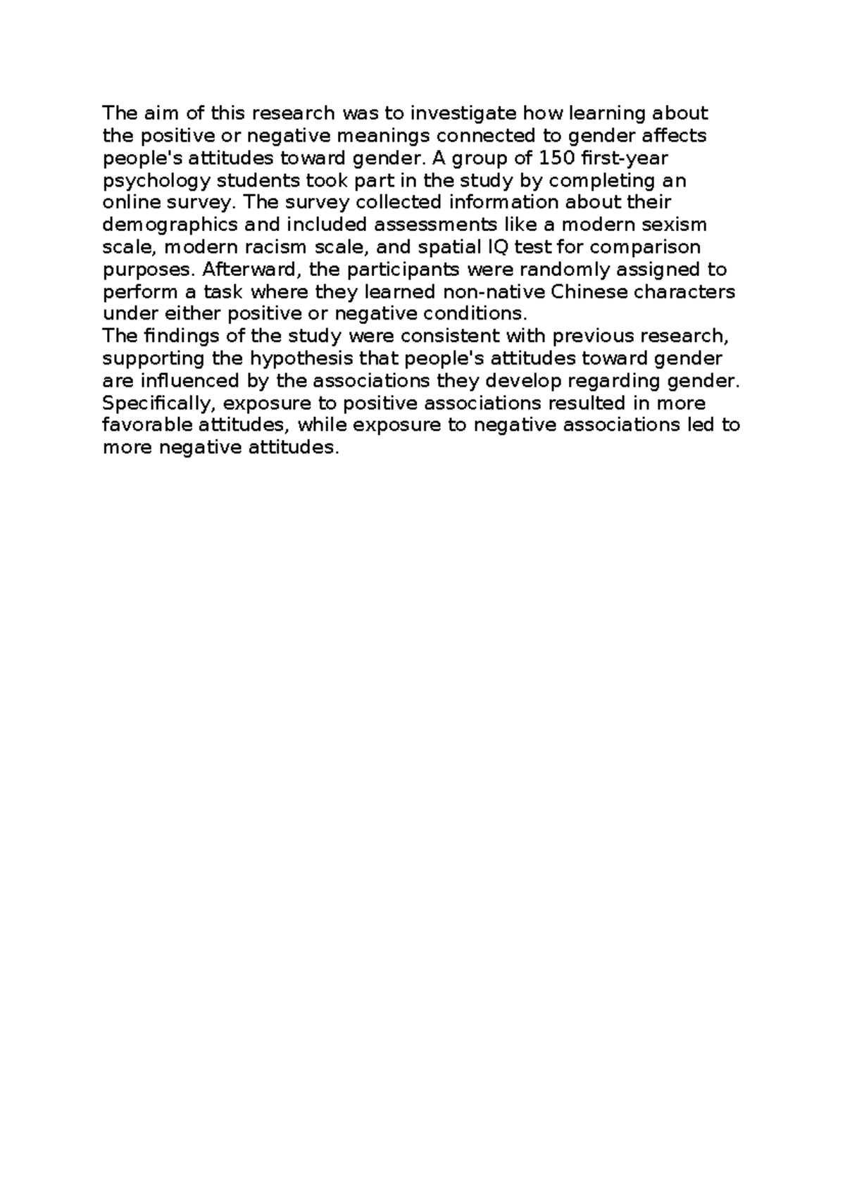 Intro study - other - The aim of this research was to investigate how ...