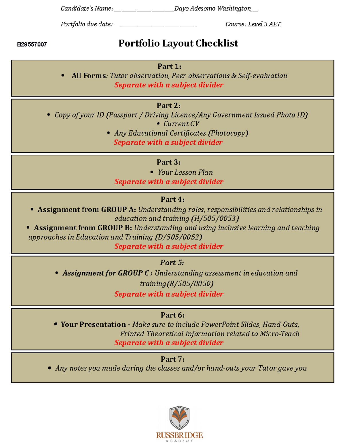 Portfolio Layout Checklist - Studocu