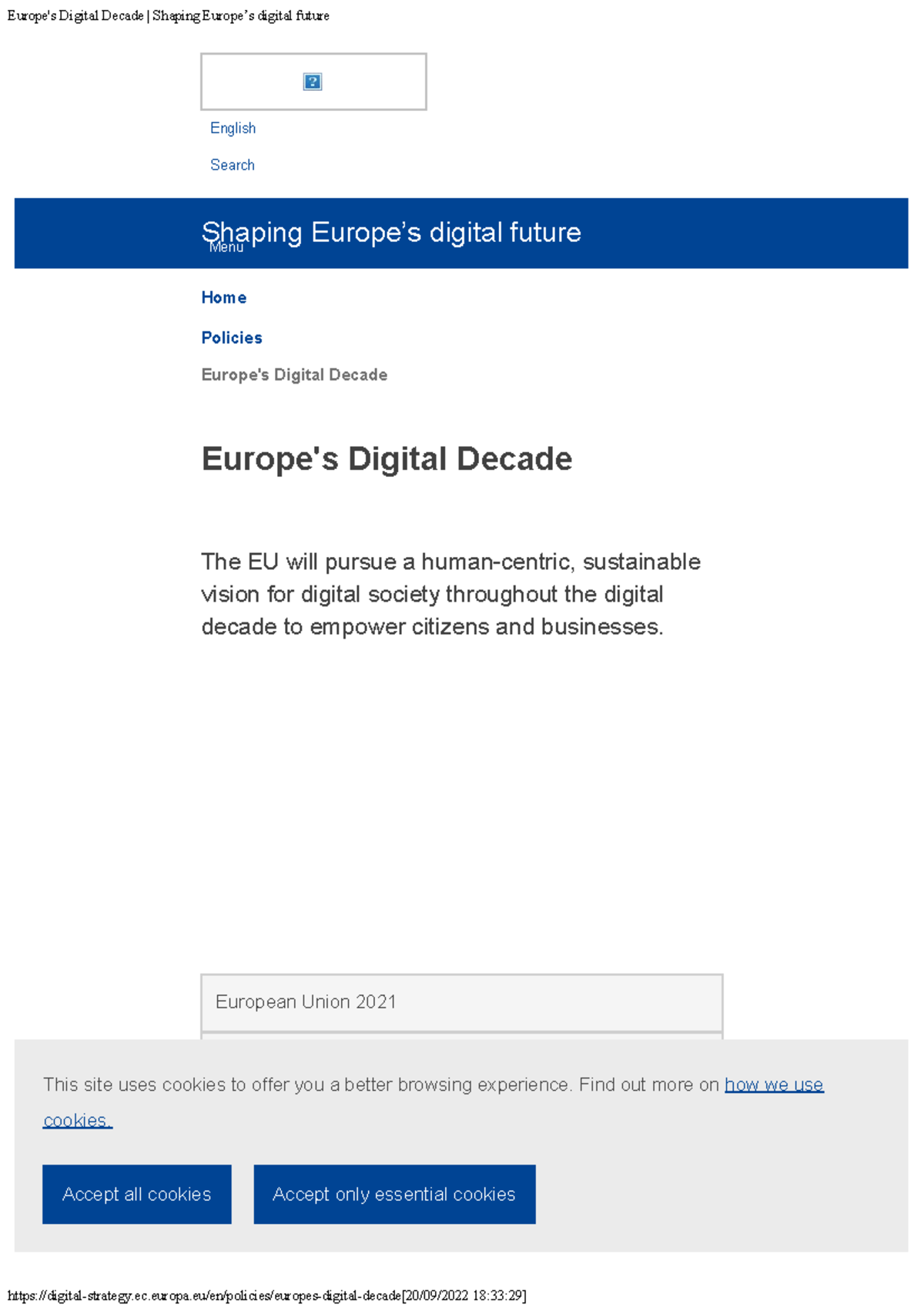 Europe Digital Decade Shaping Europes digital future - EnglishEN ...