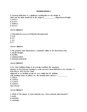 Machine Design 1 - MACHINE DESIGN MECHANICAL ENGINEERING - Studocu