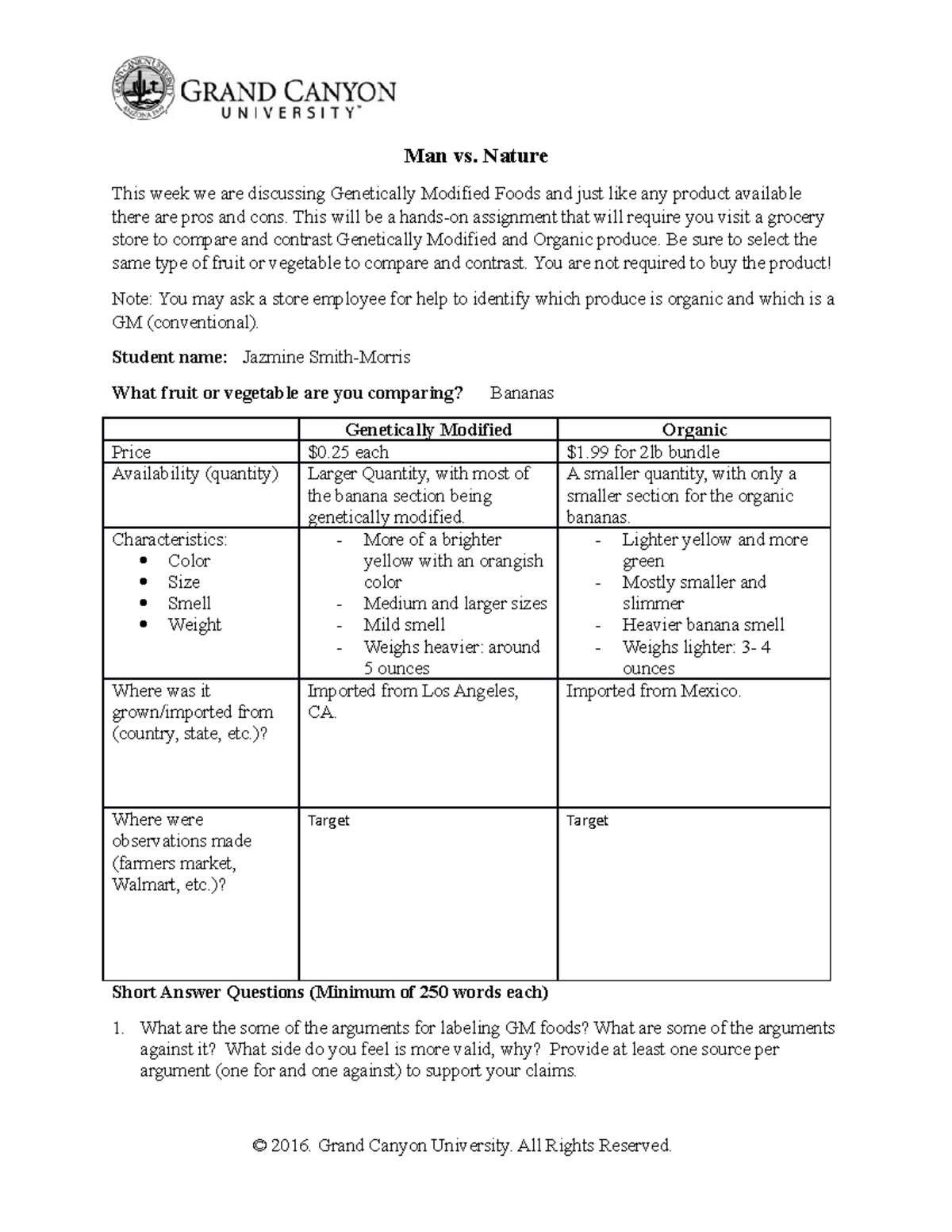 BIO 220 RS Manvs Nature - assignment - Man vs. Nature This week we are ...