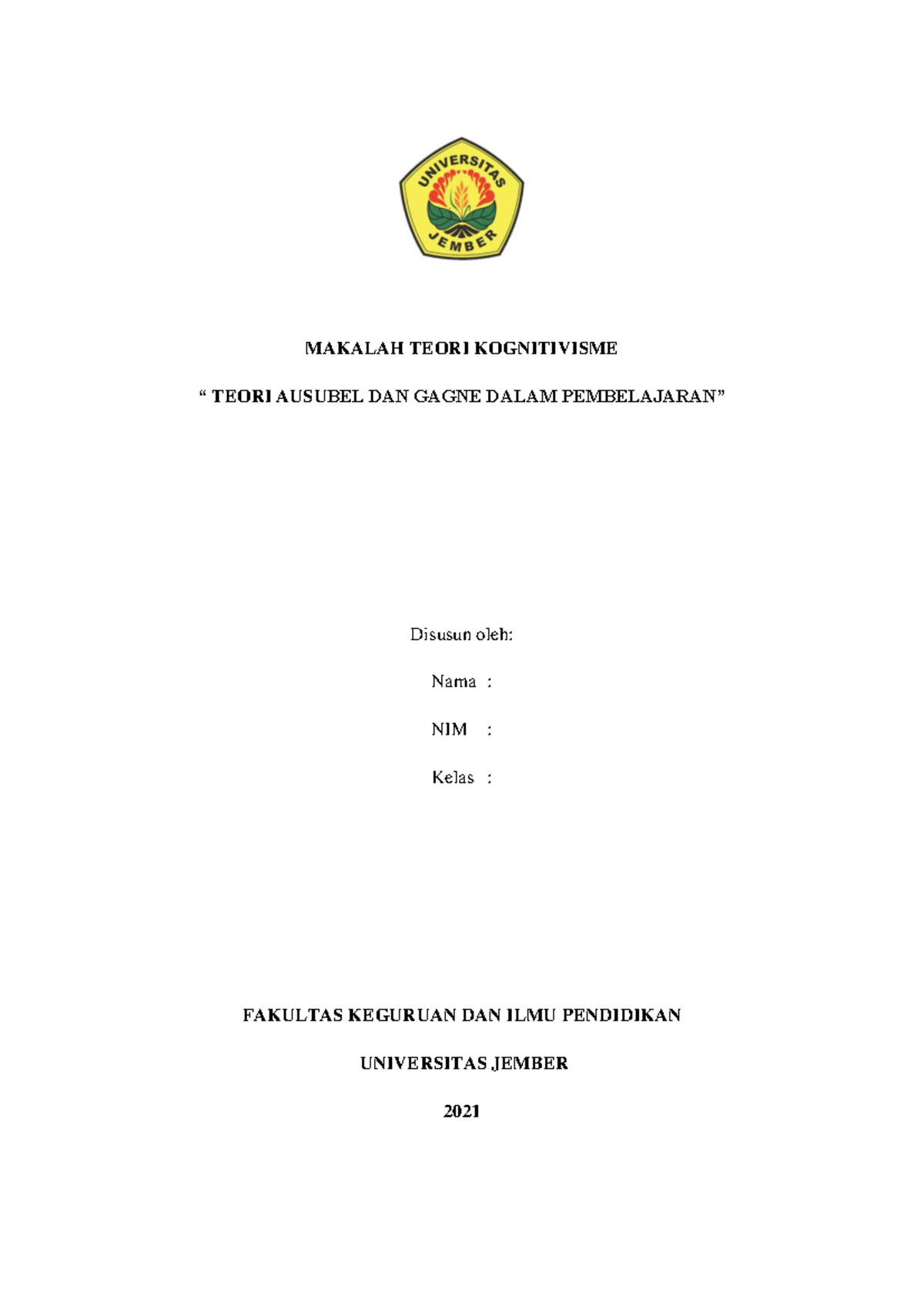 Teori I Ausubel dan Gagne dalam Pembelajaran - MAKALAH TEORI ...