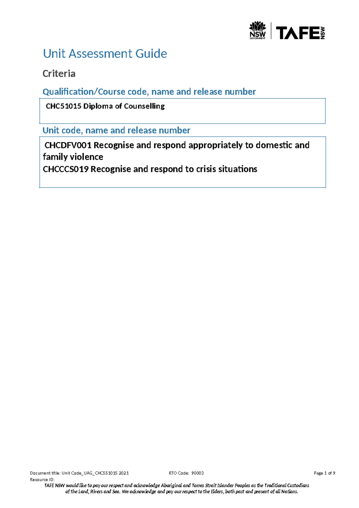 ADAM DV Assessment TASK 2 - Unit Assessment Guide Criteria ...