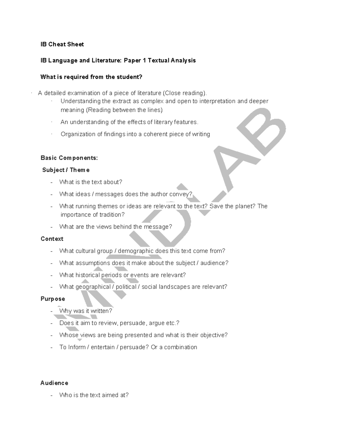 Ib-langlit-cheat-sheet paper 1 is a reckoner for any exam preparation ...