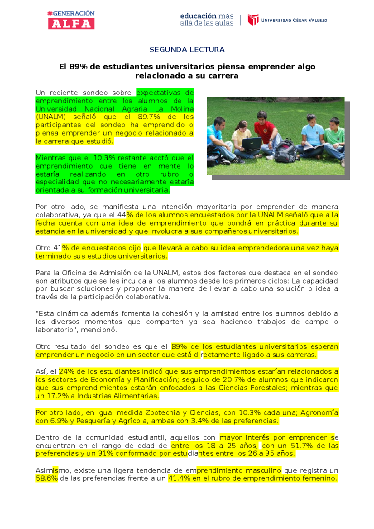 Segunda Lectura Y Actividades DE Análisis DE Lectura - SEGUNDA LECTURA ...