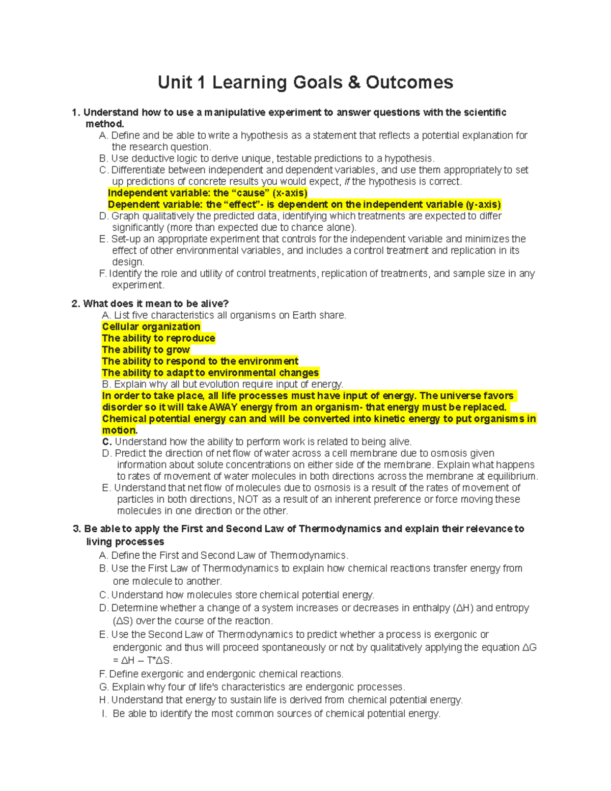 Unit 1 Learning Goals - Unit 1 Learning Goals & Outcomes 1. Understand ...
