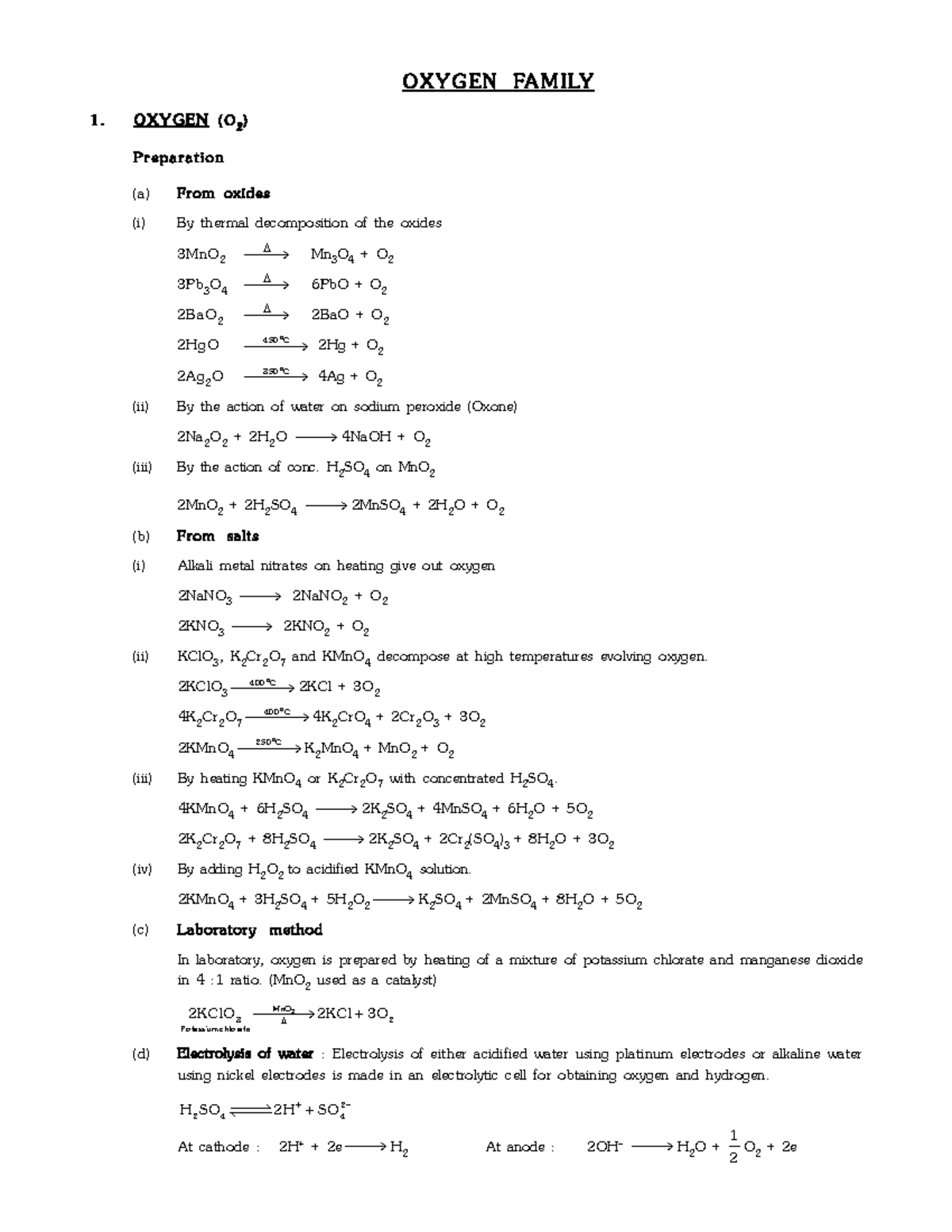 Oxygen Family - Lecture notes 1 - OXYGEN FAMILY 1. OXYGEN (O 2 ...