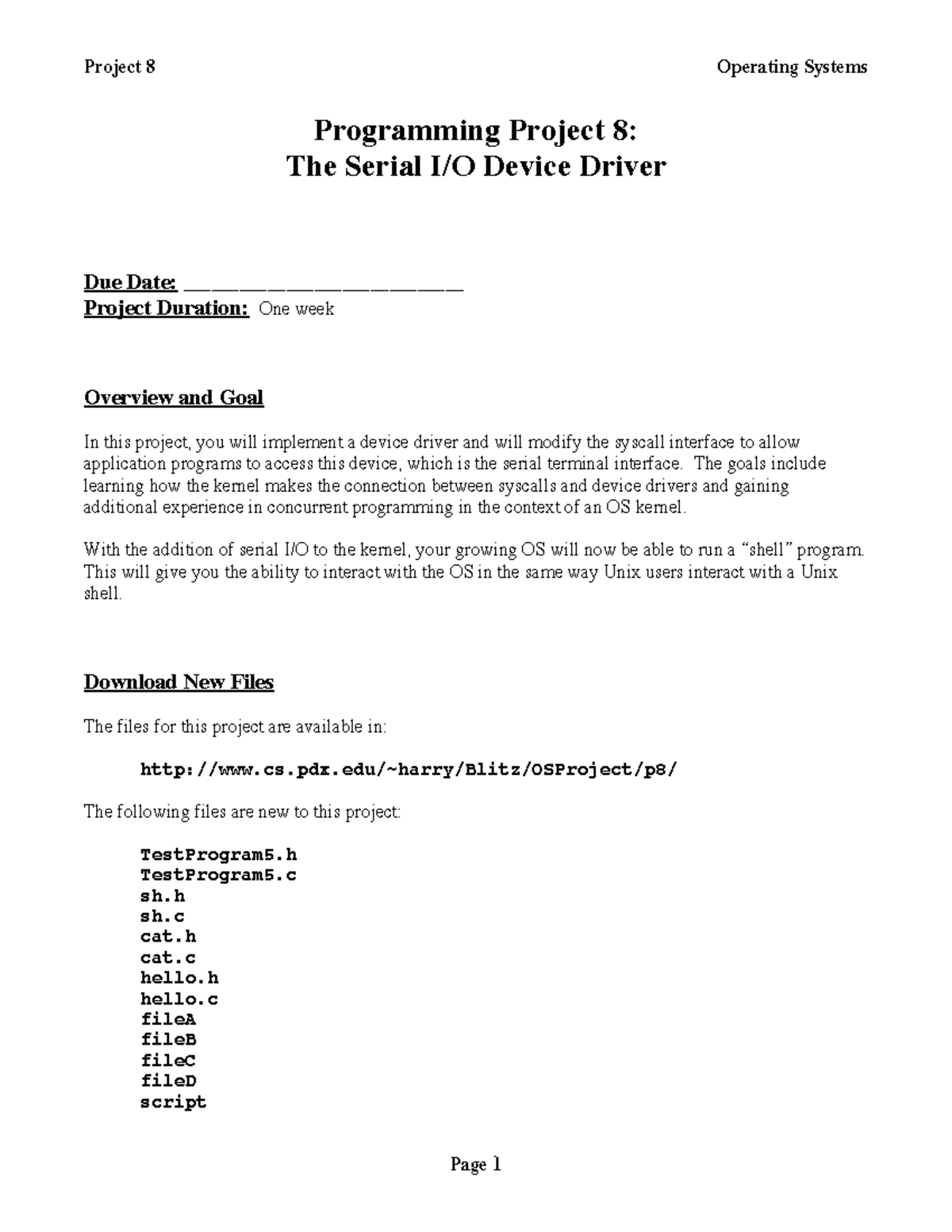 Programming Project 8 - Project 8 Operating Systems Programming Project ...