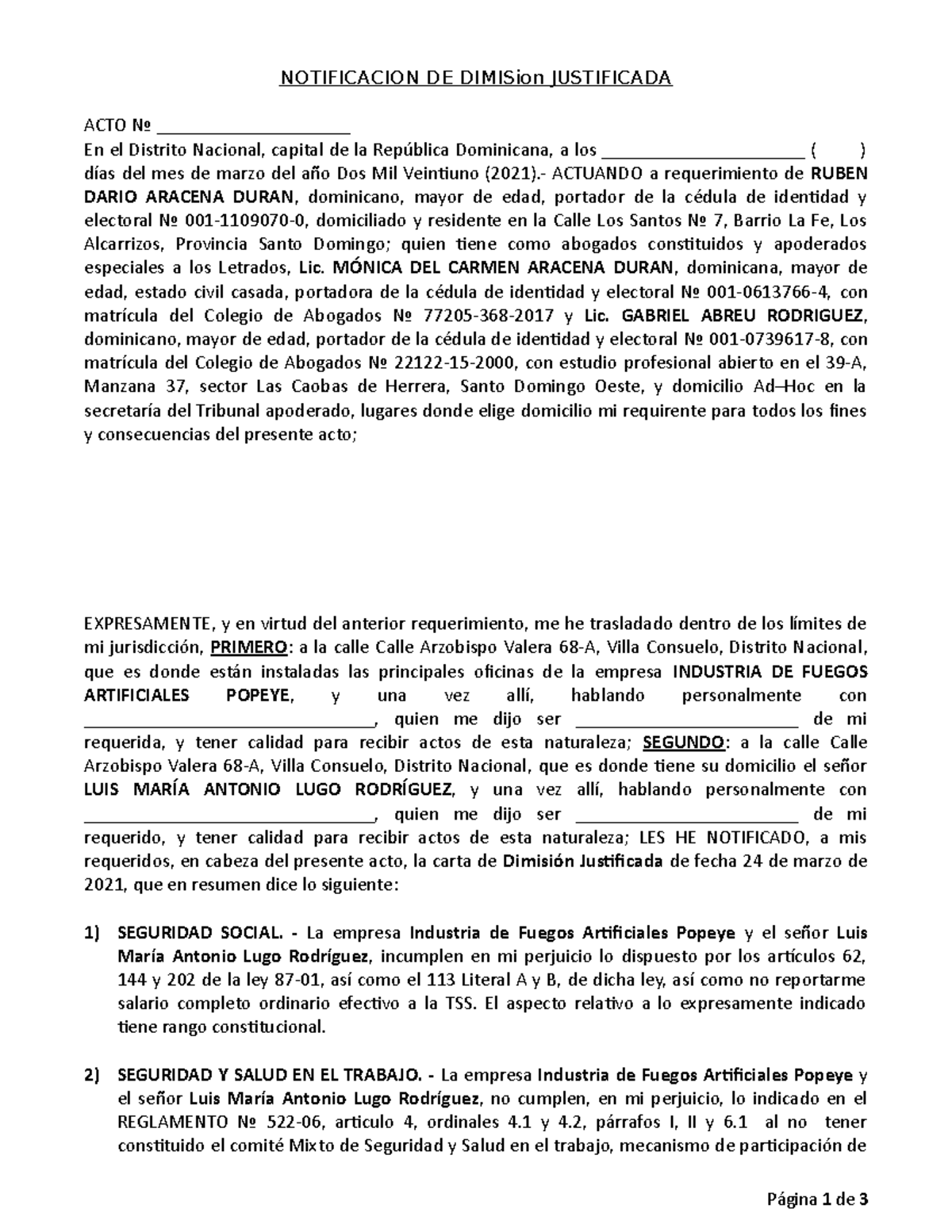 Notificacion DE Dimision Y DE Poder Cuota Litis DE Ruben - NOTIFICACION ...