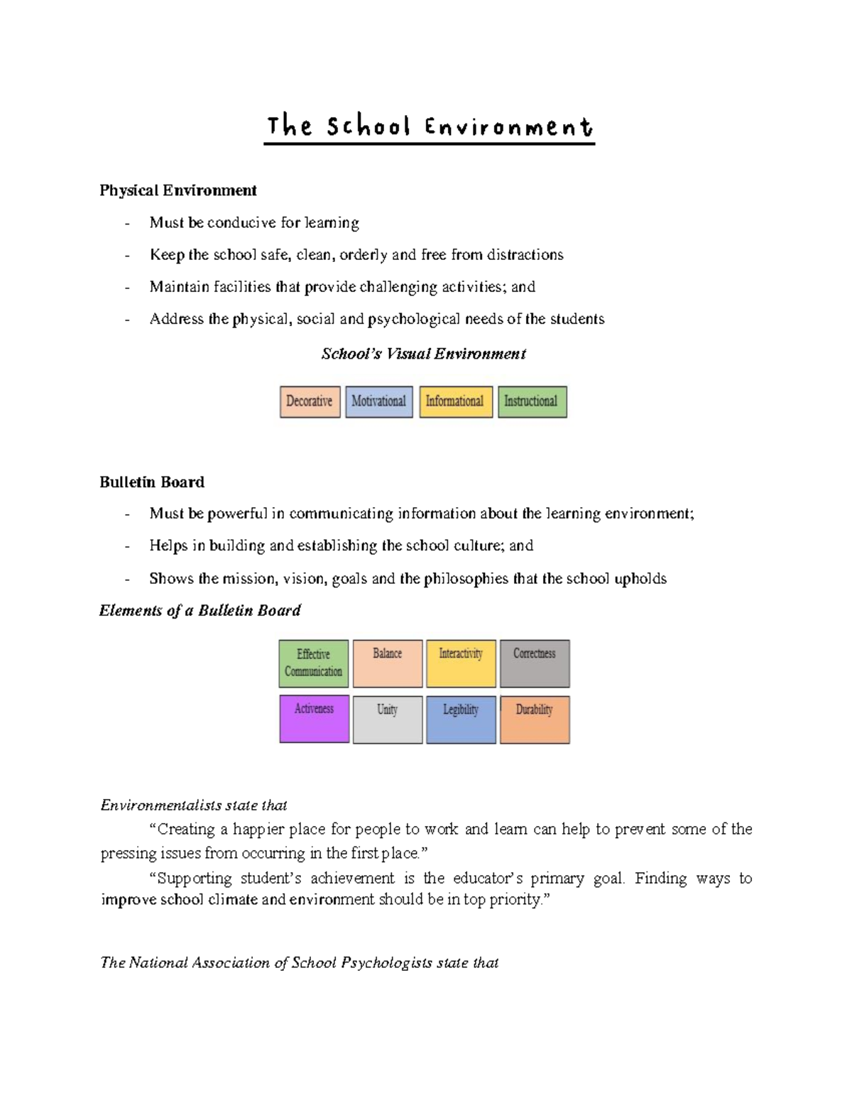 Field Study 1 - Lesson 1-The School Environment - The School ...