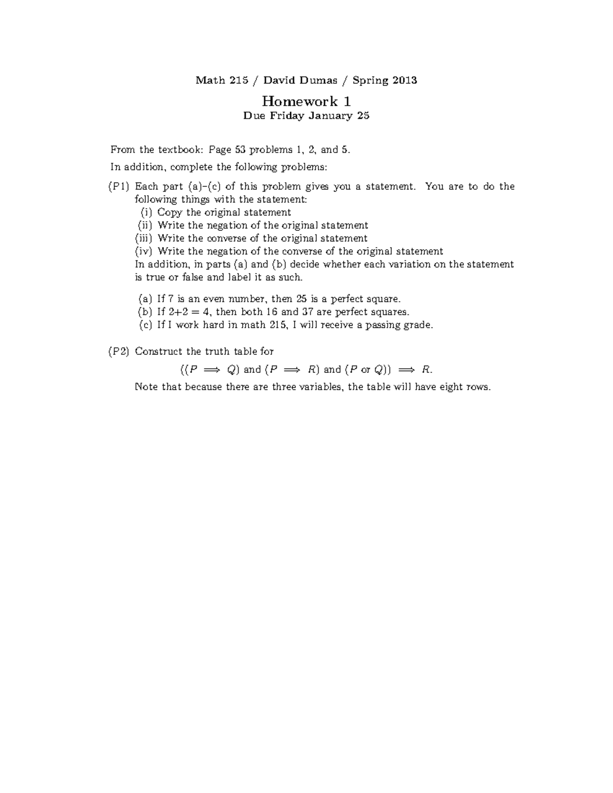 Math 215 Spring 2013 HW 1 - Math 215 / David Dumas / Spring 2013 ...
