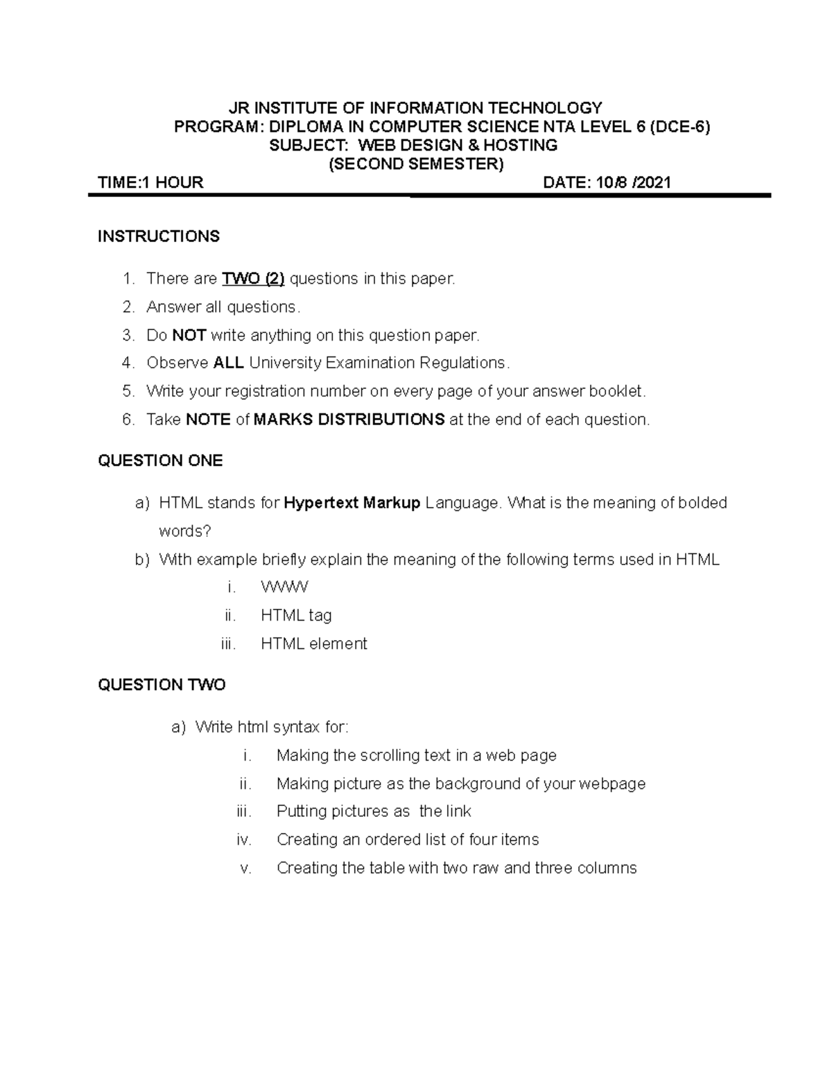 WEB - Sample assignments - JR INSTITUTE OF INFORMATION TECHNOLOGY ...