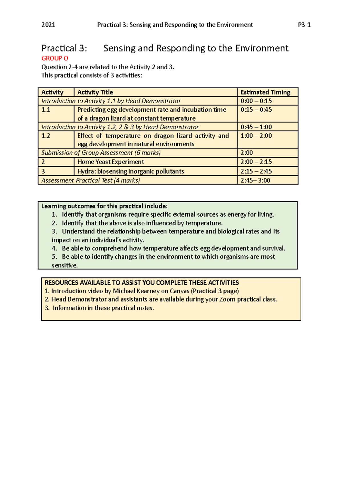 BIOL10010.11 Practical 3 Student Notes 2021 - BIOL10011 - Unimelb - Studocu