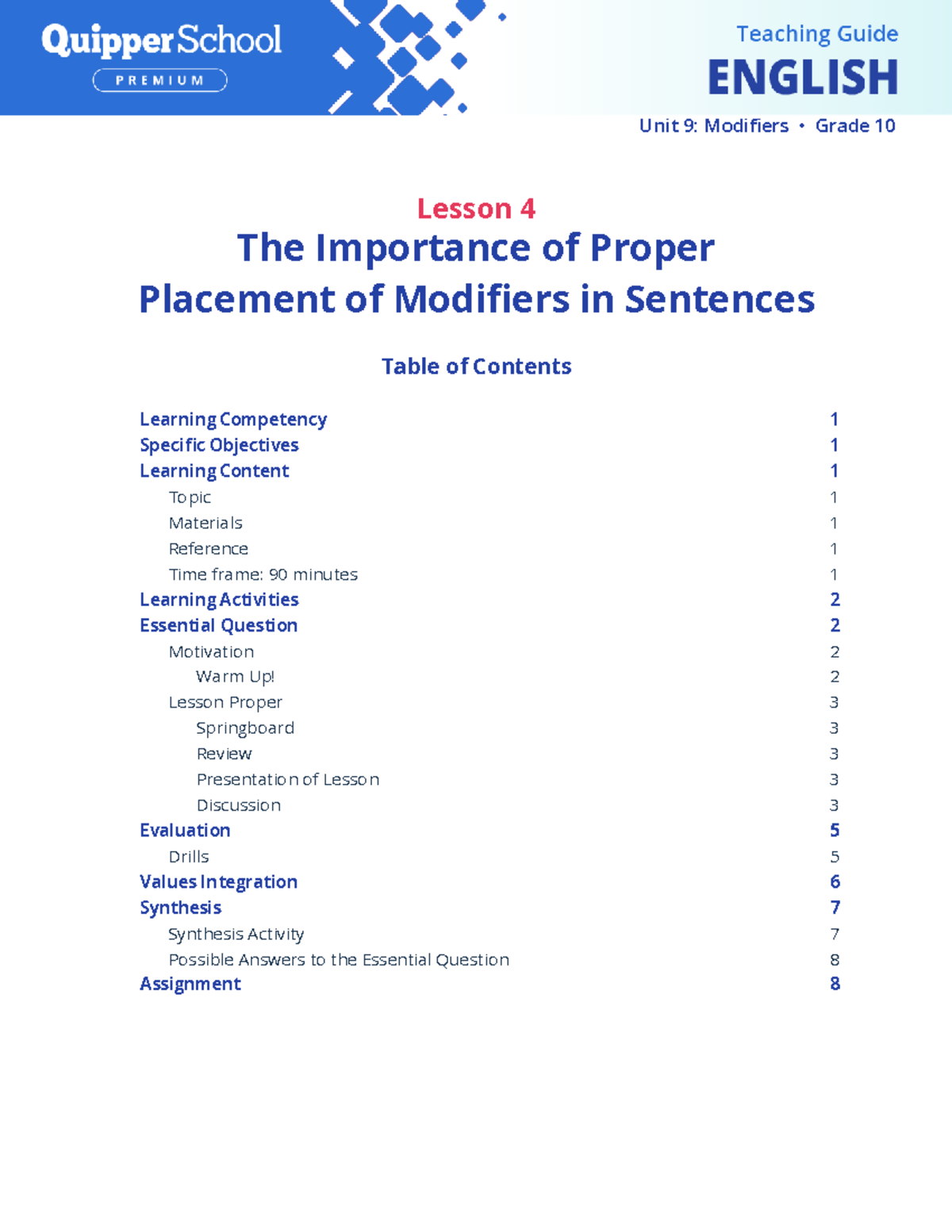PDF-TG English-10 Unit-9 Lesson-4 The-Importance-of-Proper-Placement-of ...